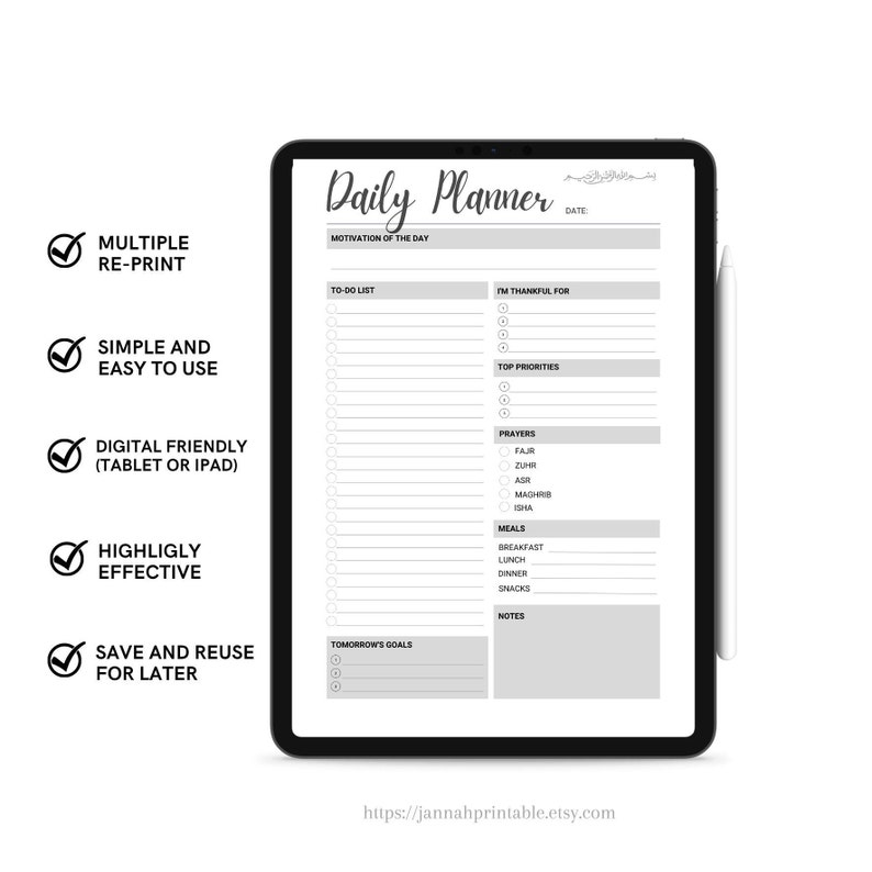 Muslim Daily Planner To-do List Muslim Habits Goal Tracker - Etsy