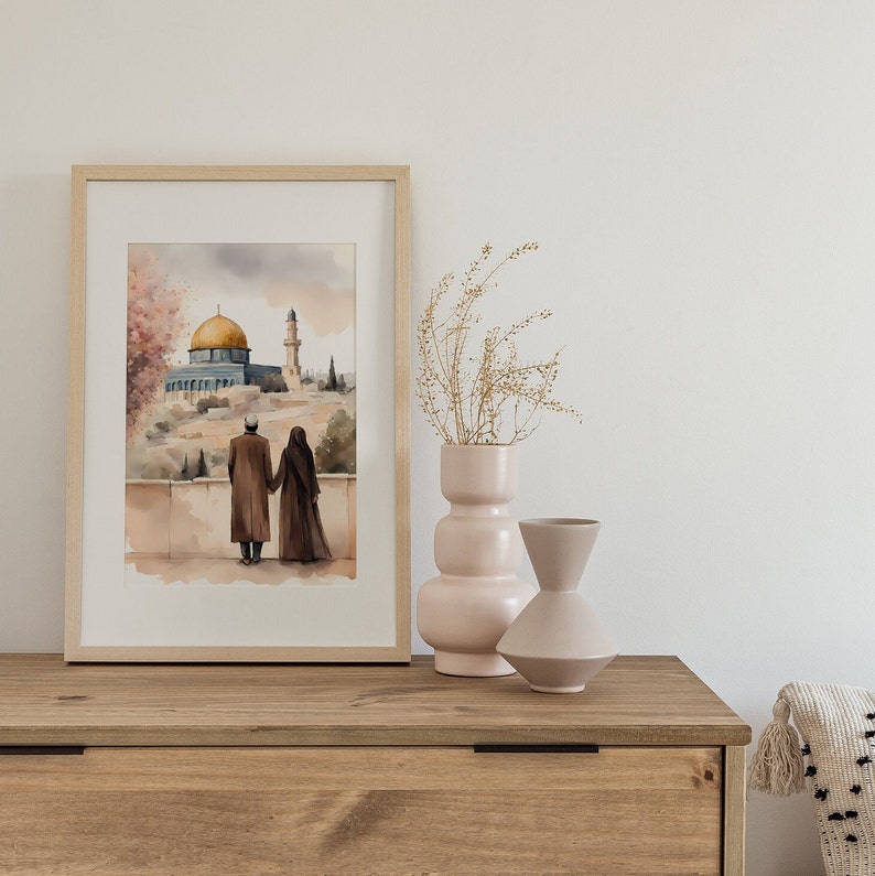 Al-aqsa Mosque Muslim Couple Print Dome of Rock Old - Etsy