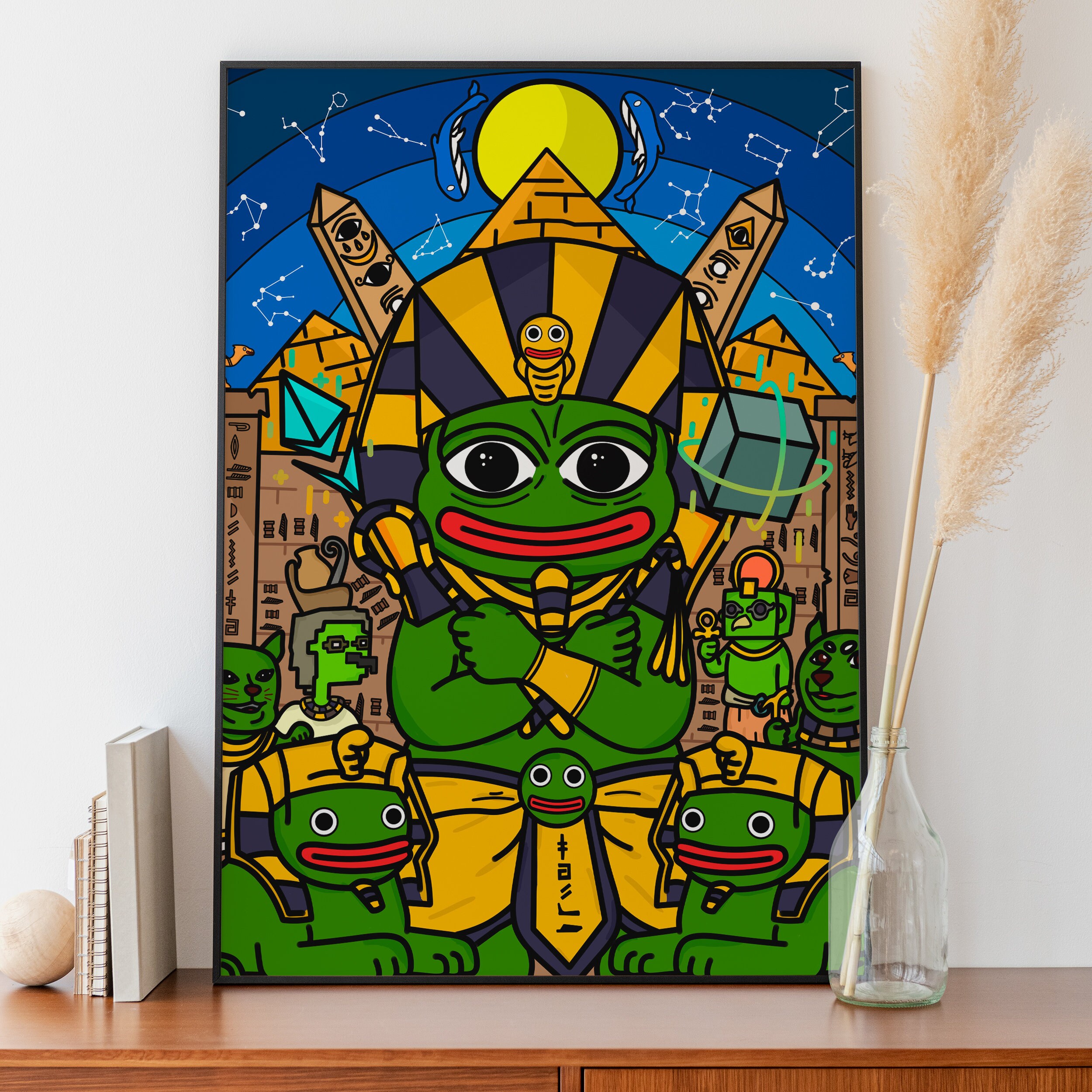 Pepe Pharaoh Poster | The Frog Meme Wall Art sold by Tring Tee | SKU ...
