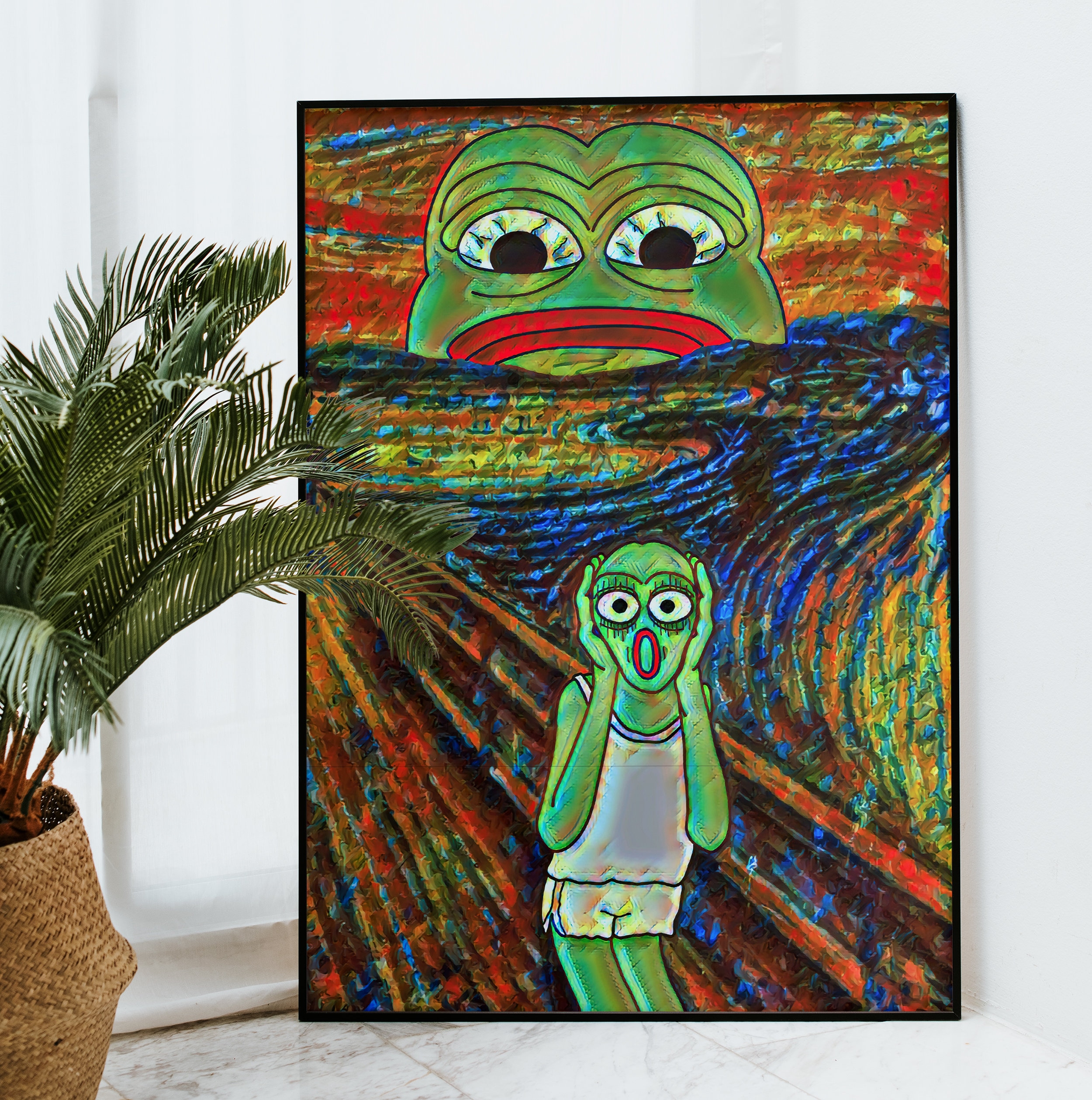Pepe The Scream Painting Poster | The Frog Meme Wall Art sold by ...