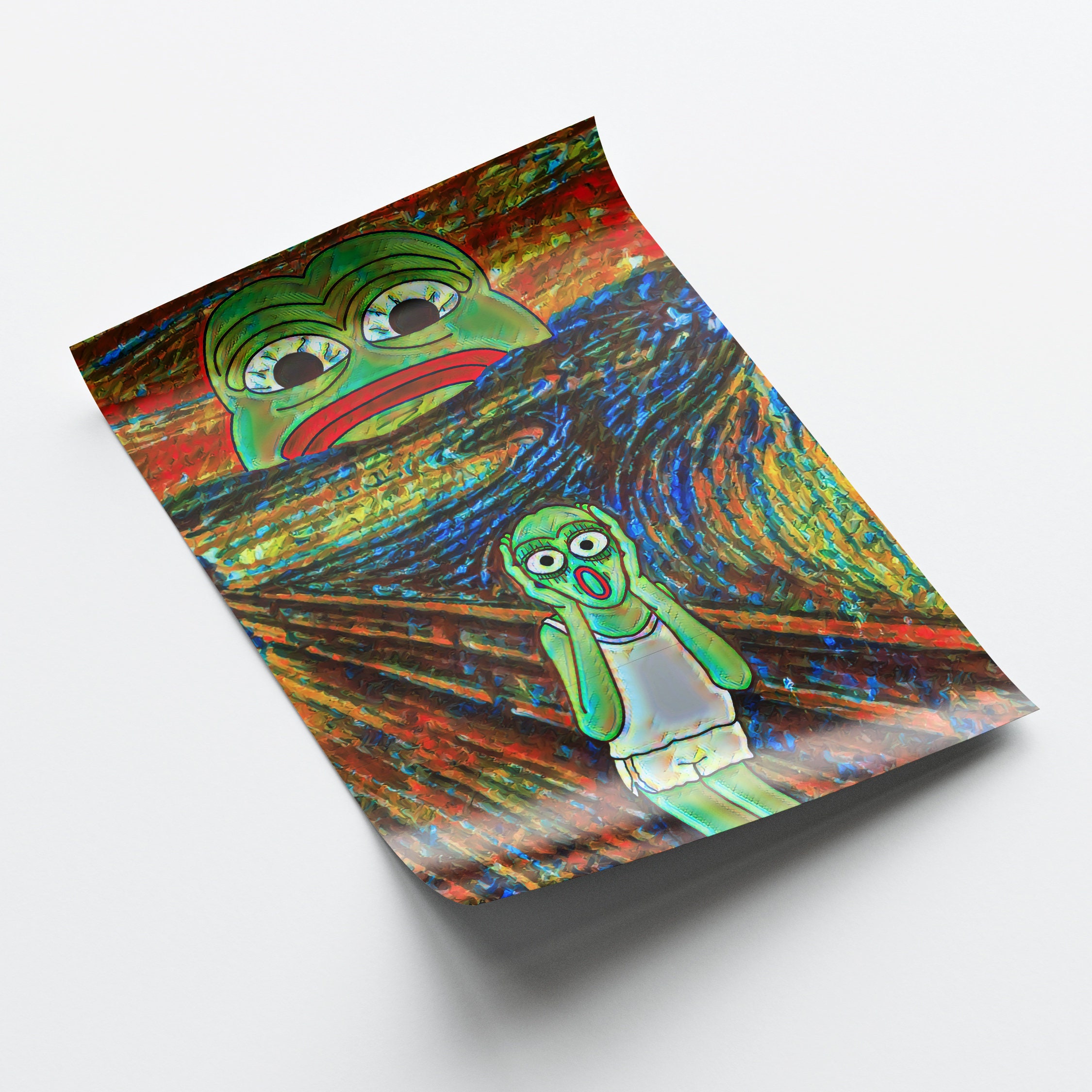 Pepe The Scream Painting Poster | The Frog Meme Wall Art sold by ...