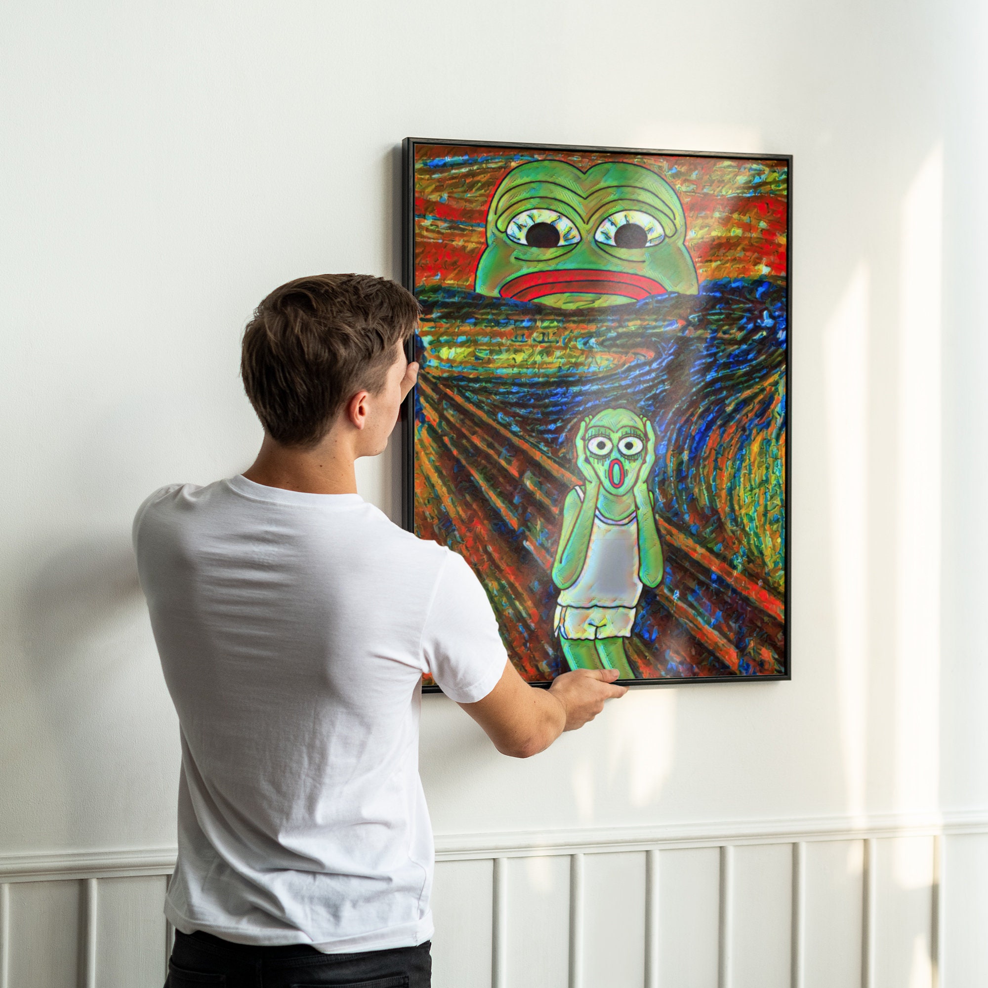 Pepe The Scream Painting Poster | The Frog Meme Wall Art sold by ...