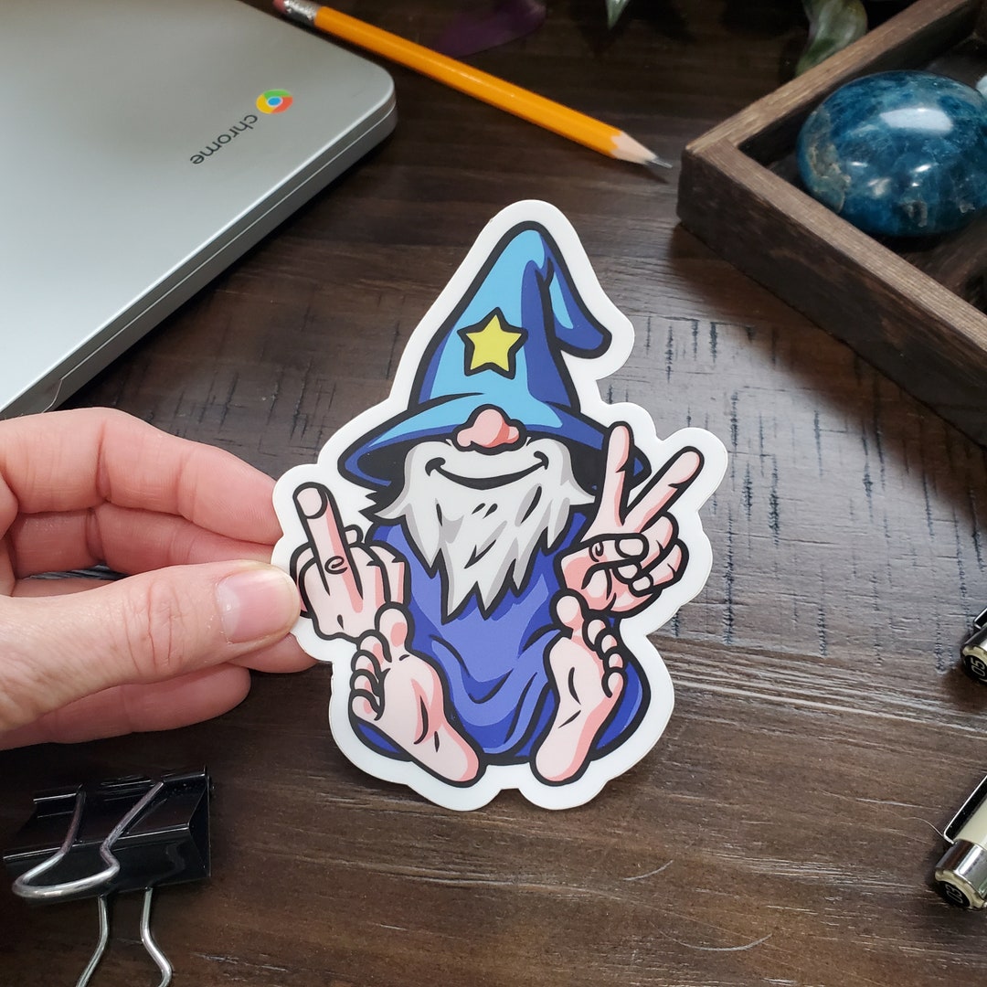 Wizard Giving Mixed Messages Sticker, Peace Symbol With One Hand ...