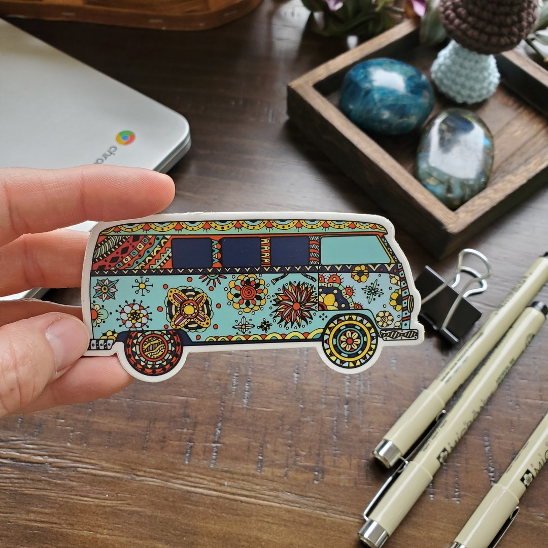 Hippie Volkswagen Van Sticker, 4 X 2 Inches - Etsy