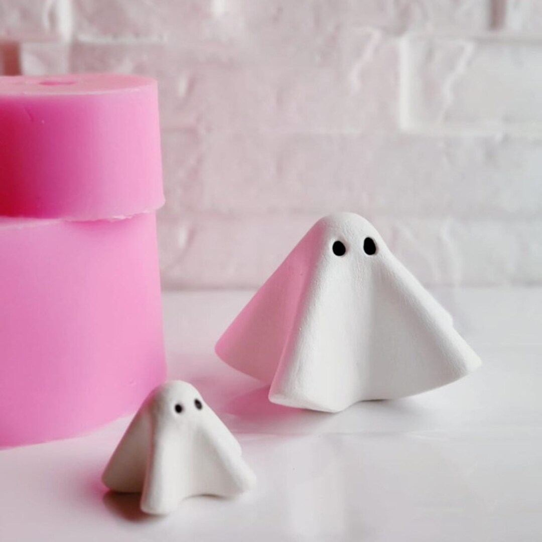 Sweet Ghost 2 Piece Silicone Mold Halloween Model Candle Mold Soap Mold ...