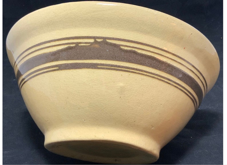 Antique, Very Rare 12” Hull Yellow Ware Pottery With 5 Brown Bands ...