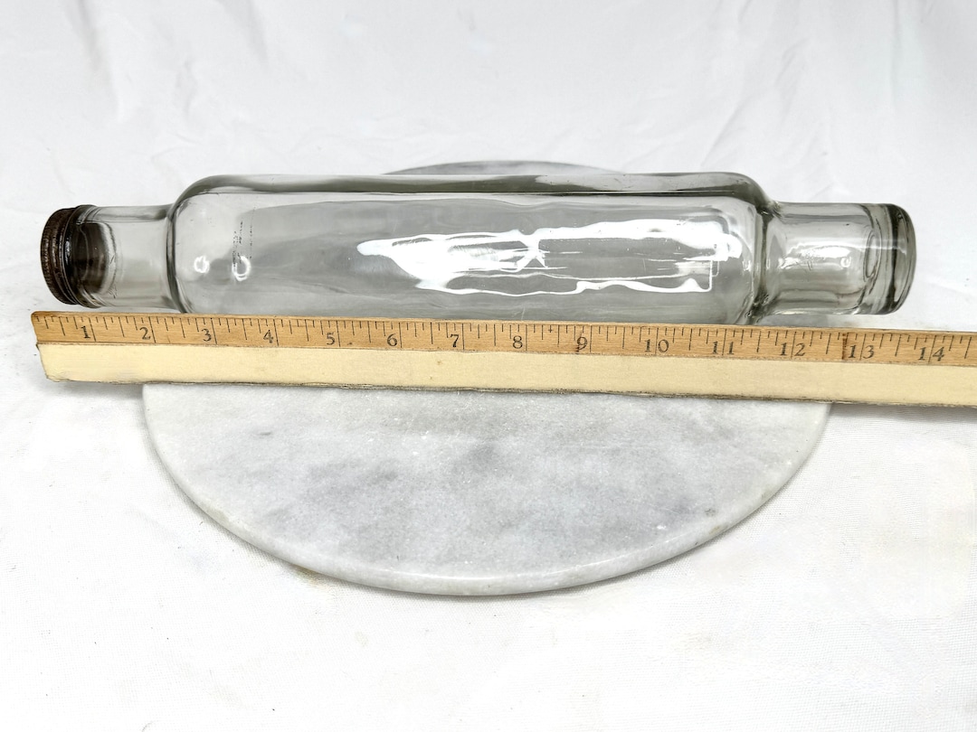 Vintage Clear Depresssion Glass Rolling Pin Fillable 14 Inches Long ...