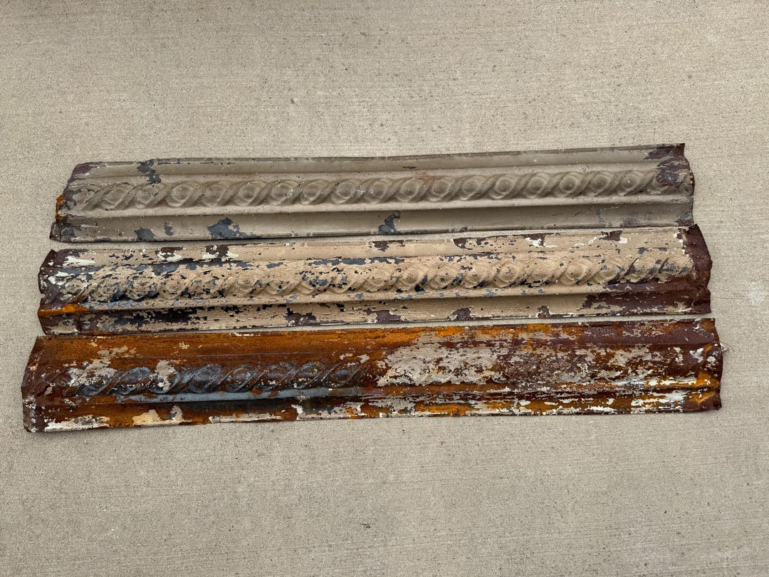 Antique Tin Crown Molding: Ribbon Pattern, Salvaged Victorian Trim - Etsy
