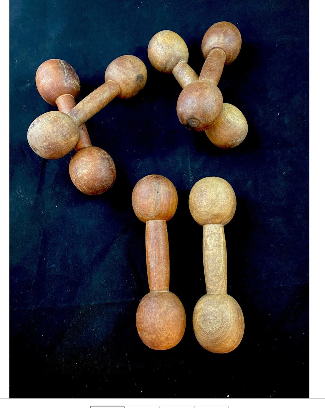 Six Vintage One Half Pound Wooden Hand Weights, Wooden Barbell Weights ...