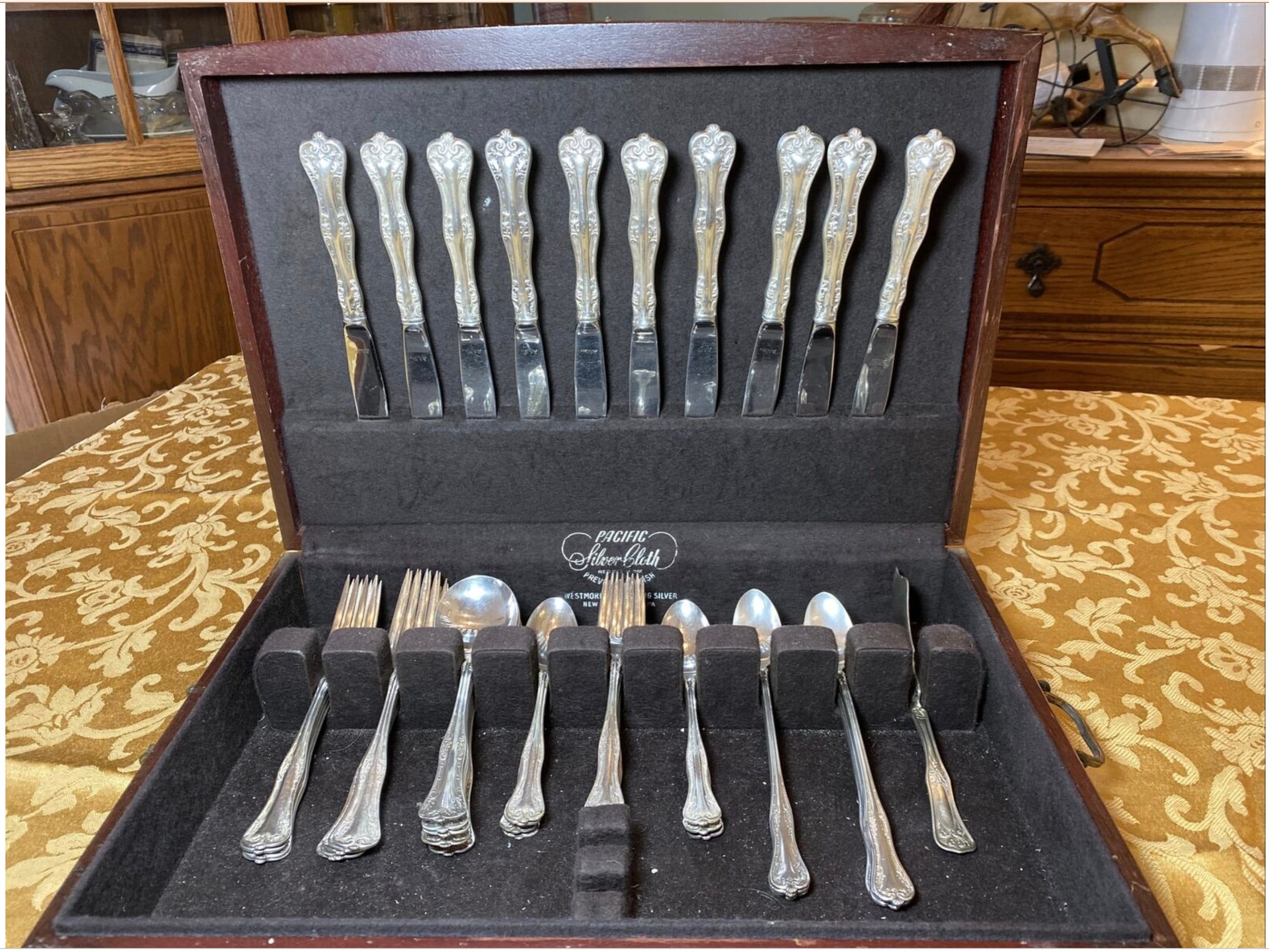 55 Piece Set, National Double Tested Silverplate, Queen Elizabeth ...