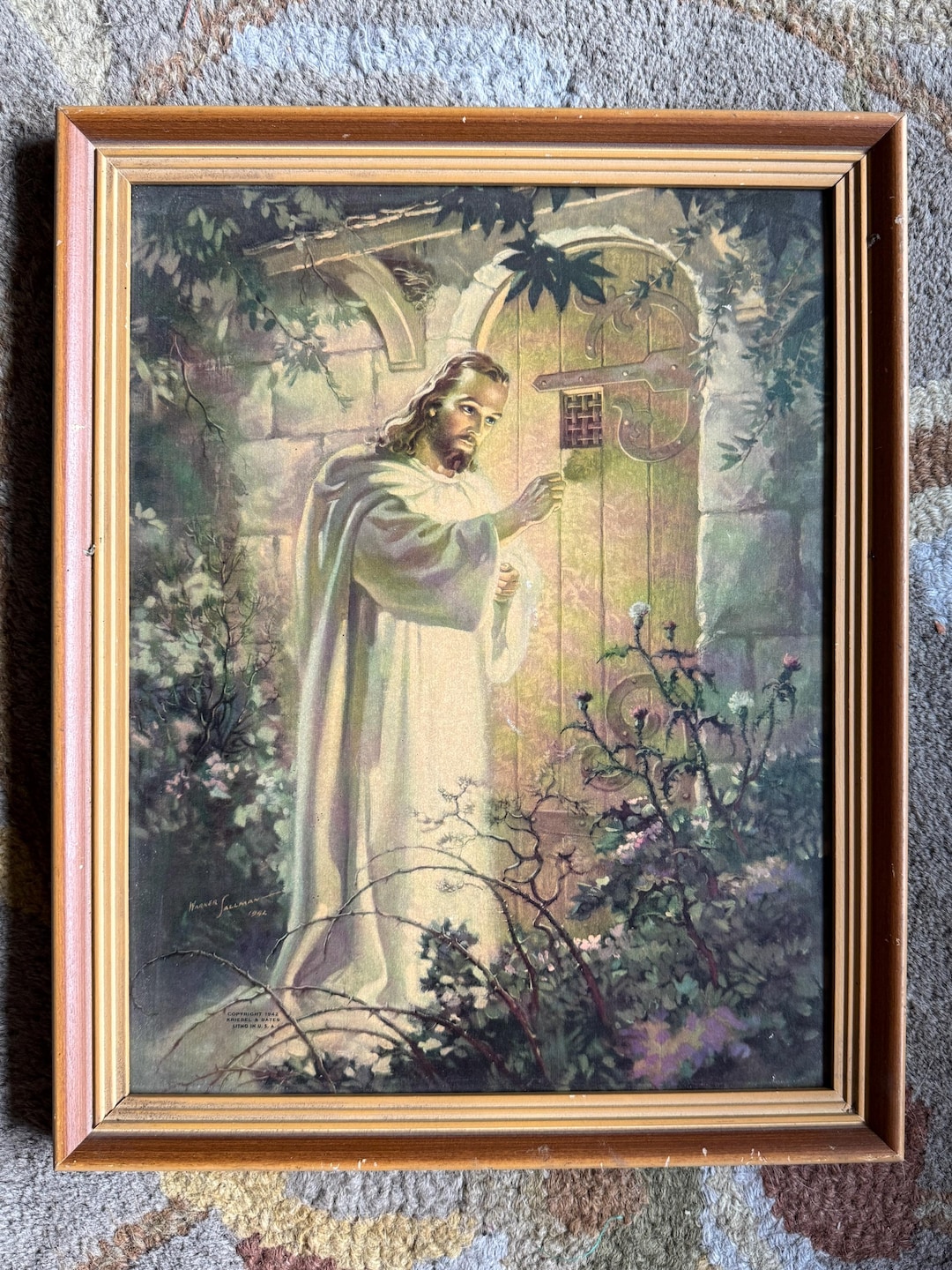 Vintage Lithograph Warner Sallman christ at Hearts Door Revelation 3:20 ...