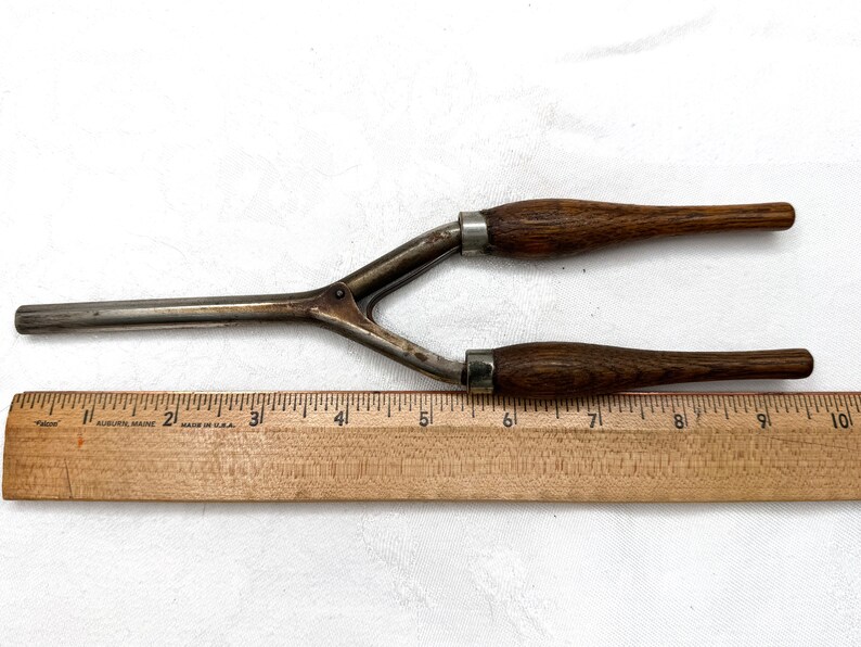 Antique Hair Curling Iron Set: Princess Hair Tongs, Wooden Handle - Etsy