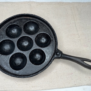 Antique Cast Iron Aebleskiver Pan: Seasoned Pancake Mold - Etsy