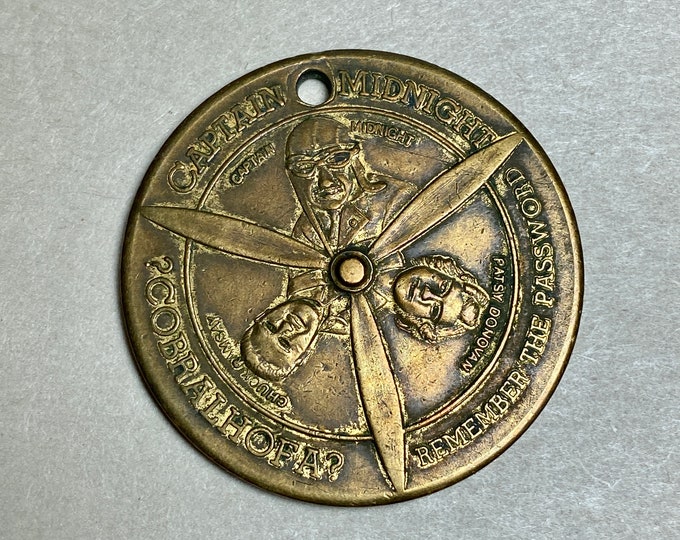 Original 1940 Captain Midnight Flight Patrol Medal Spinner Token Radio ...
