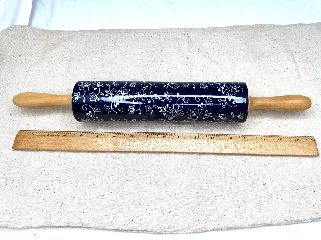 Vintage Rolling Pin Floral Lace Blue by Temp-tations - Etsy