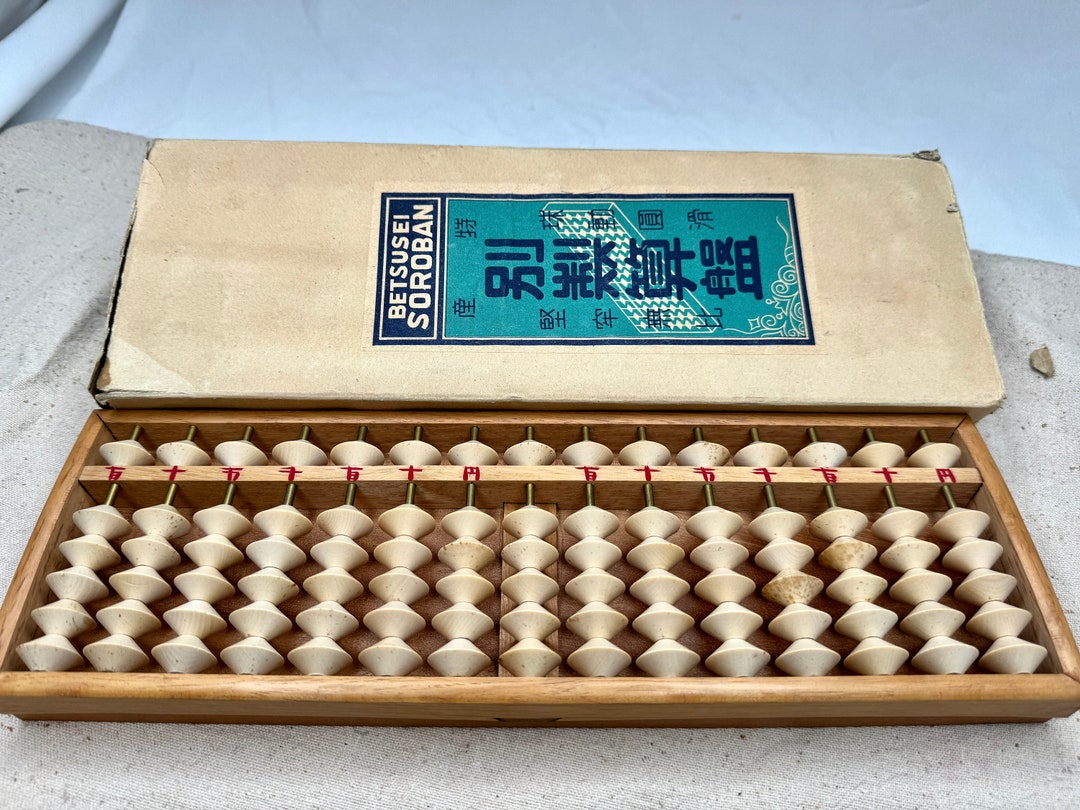 Japanese Wooden Abacus, Soroban Calculator 15 Columns Hand-written in ...