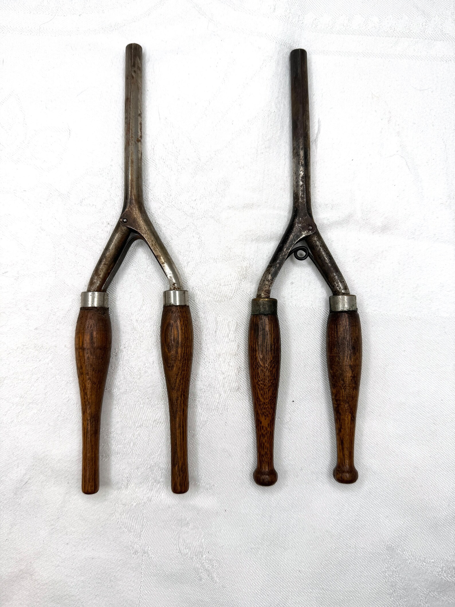 Antique Hair Curling Iron Set: Princess Hair Tongs, Wooden Handle - Etsy