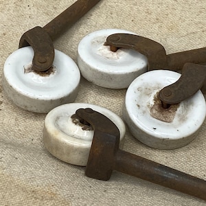 Antique Porcelain Caster Wheels Iron Shaft for Furniture Restoration ...