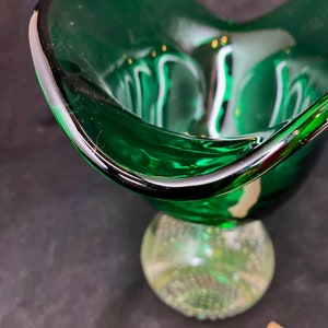 Erickson Emerald Green Art Glass Vase Console With Controlled Clear ...