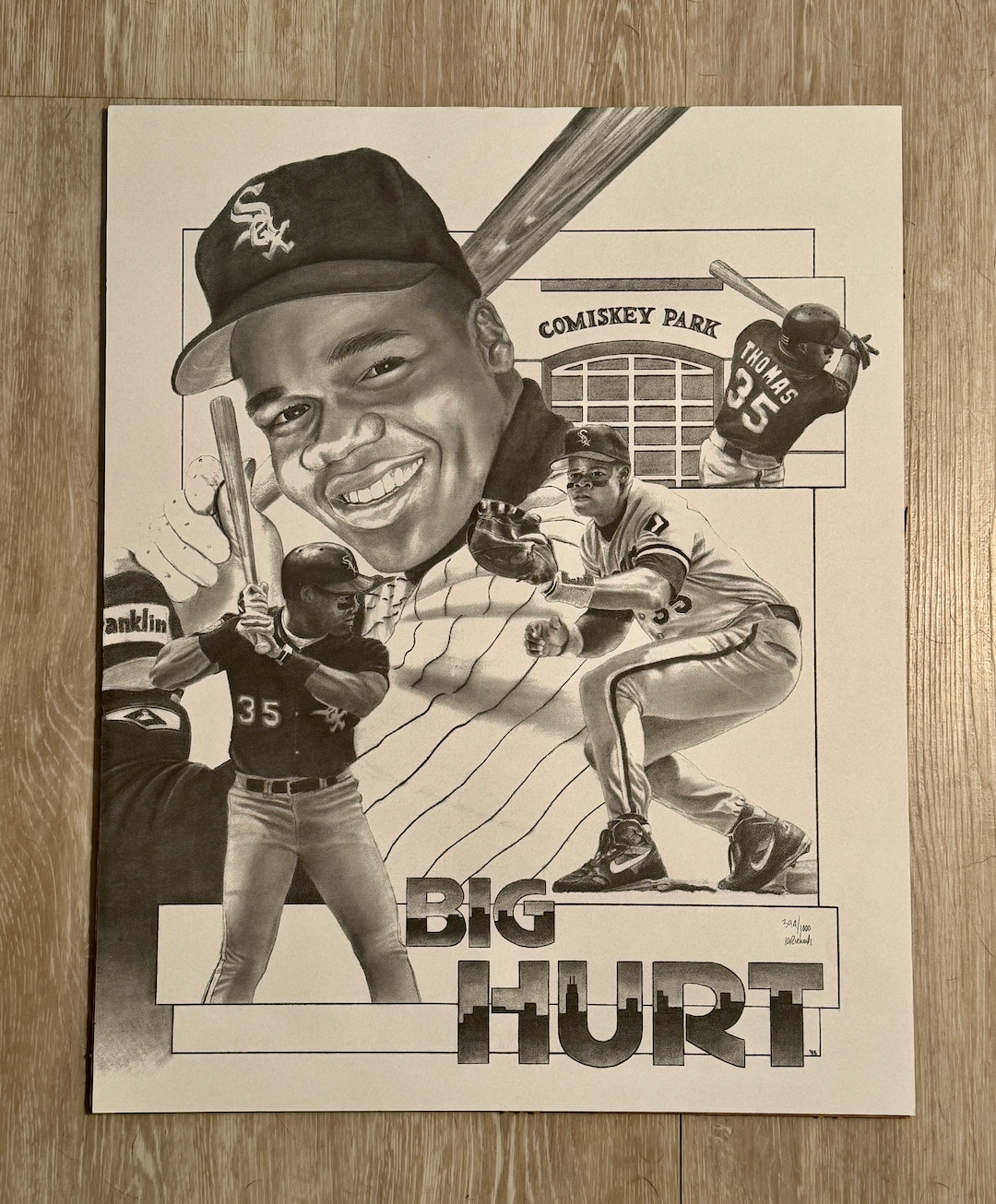 MLB Player Frank Thomas, the Big Hurt, 1993 Pencil Sketch Print, Pencil ...