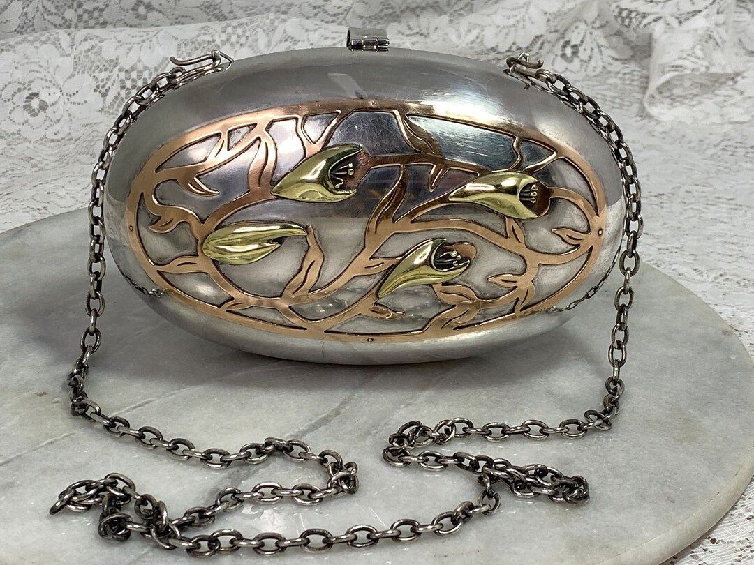 Vintage Silverplate Purse, Mixed Metal, Made in Mexico, Silver Copper ...