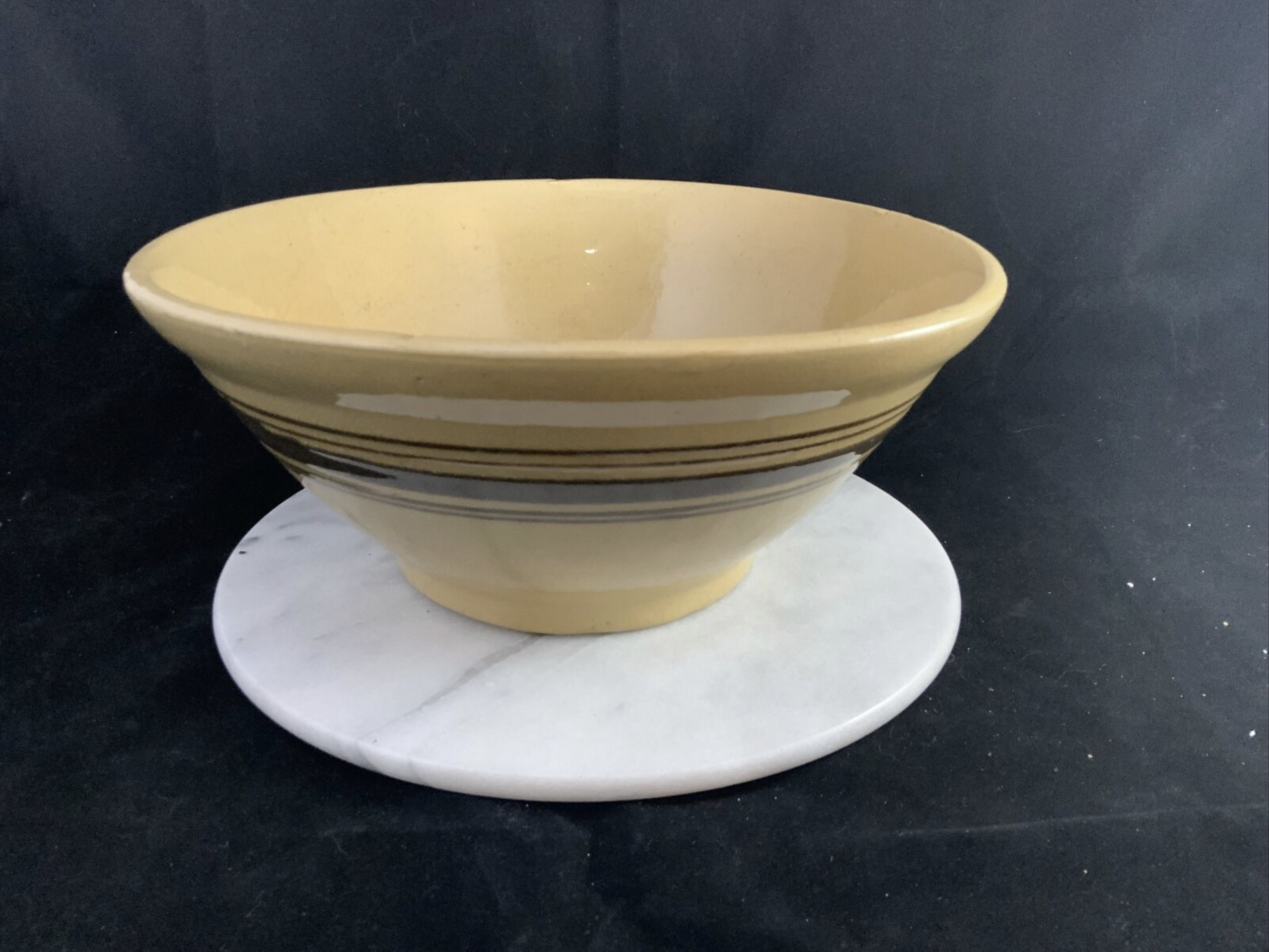 Antique, Very Rare 12” Hull Yellow Ware Pottery With 5 Brown Bands ...