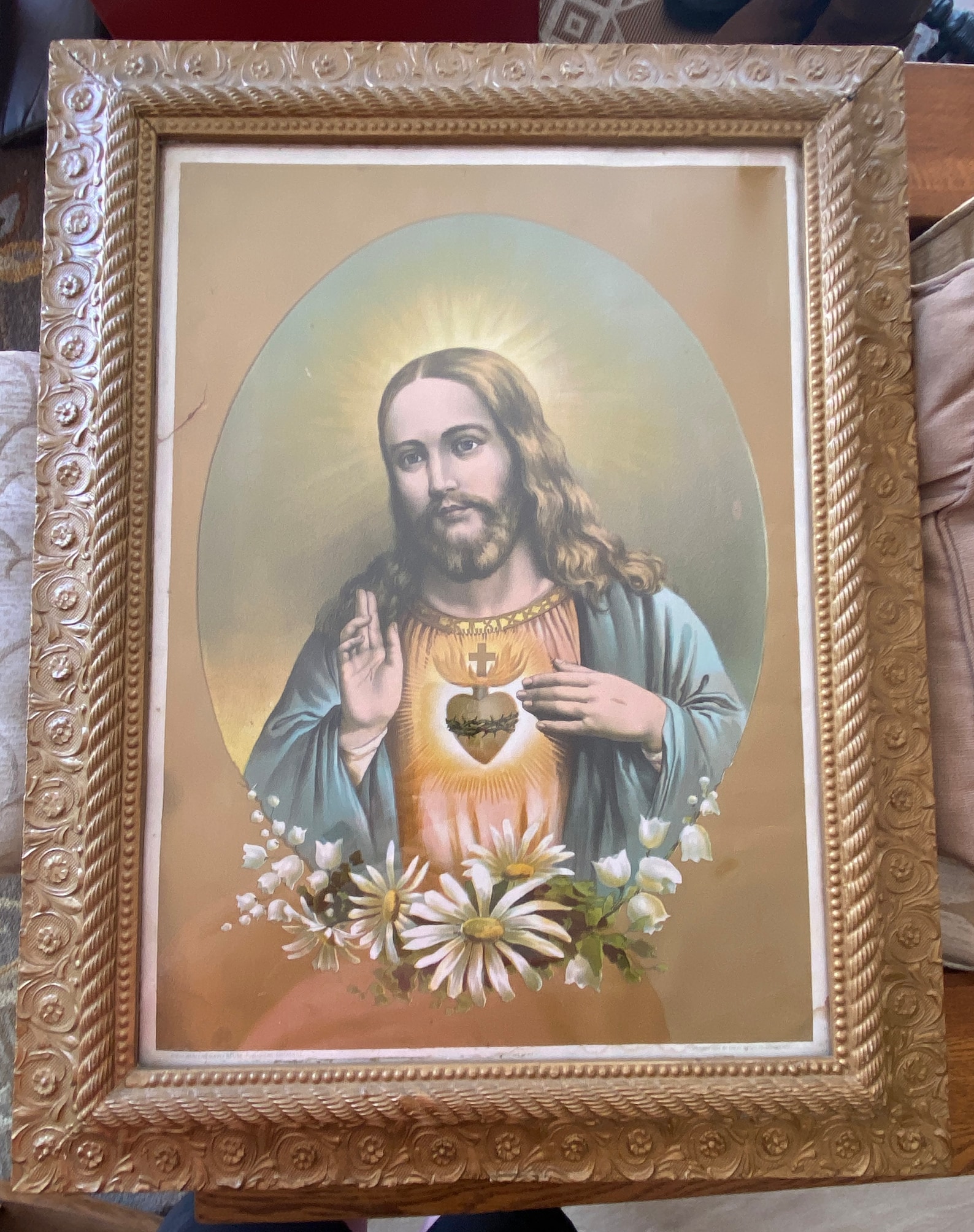 1894 Scared Heart of Jesus Immaculate Heart of Mary Gold - Etsy