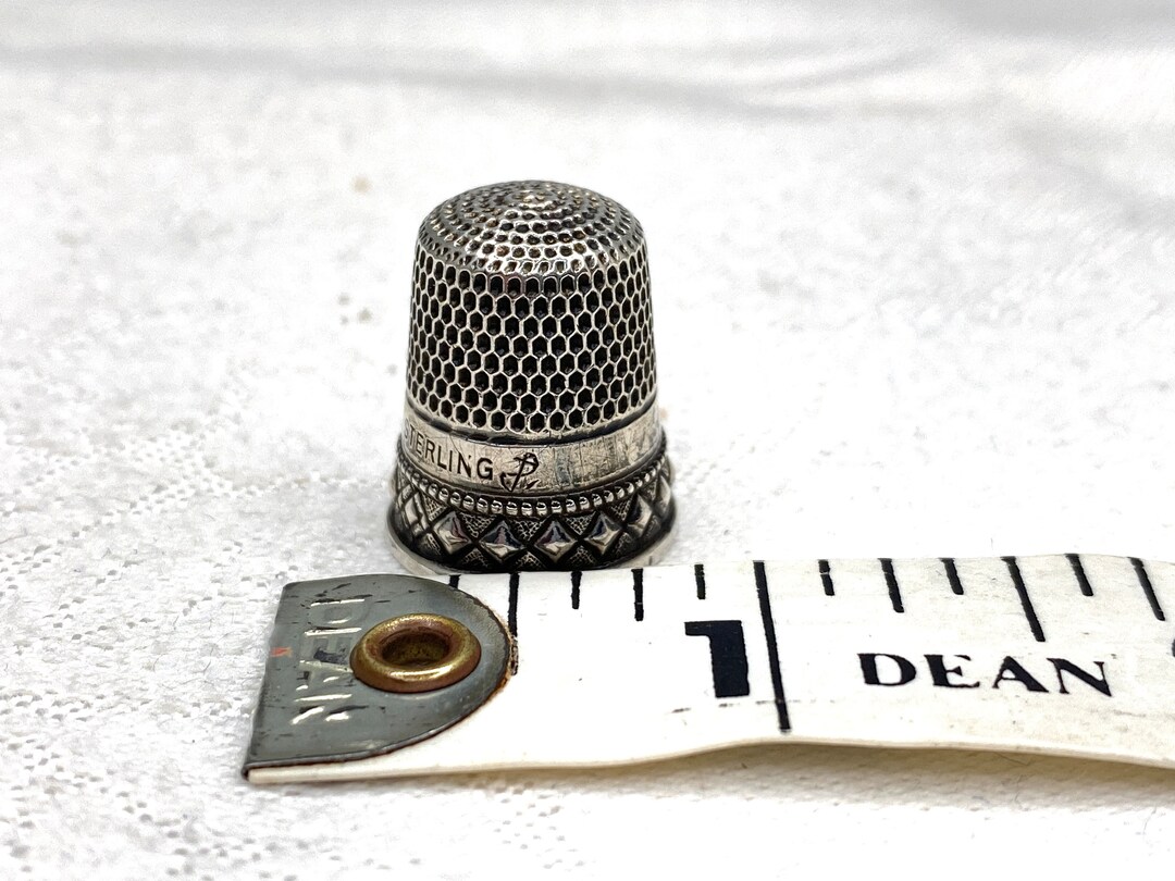 Antique Sterling Silver Art Deco Dot Pattern Design Sewing Tool Thimble ...