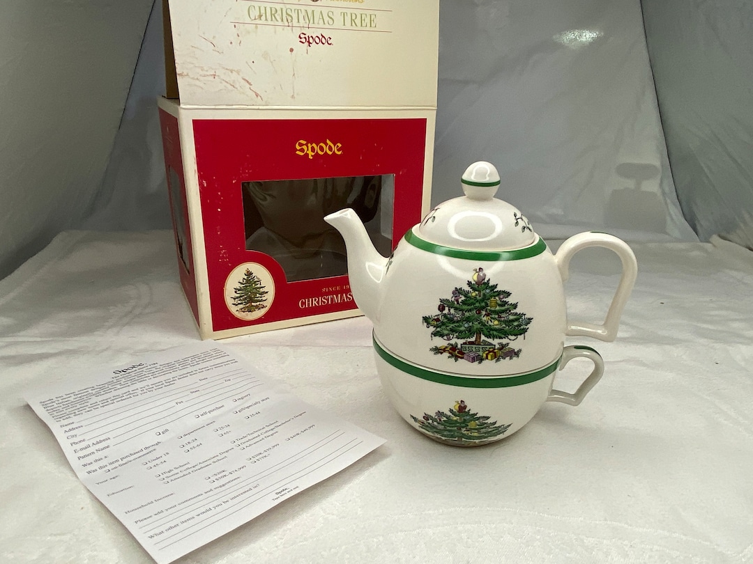 Spode England Christmas Tree Coffee Pot Teapot Cheer Tea for One NEW IN ...