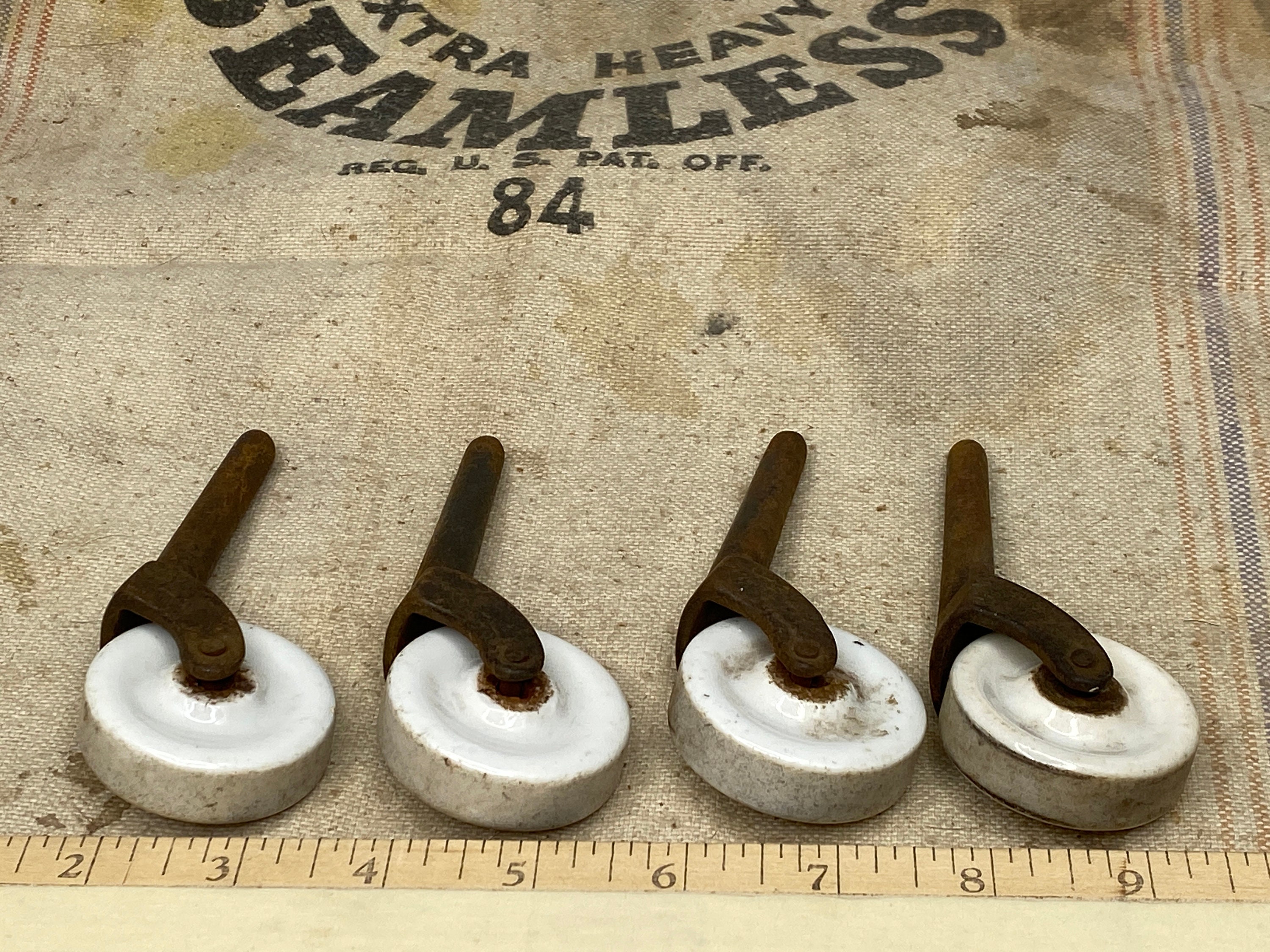 Antique Porcelain Caster Wheels Iron Shaft for Furniture Restoration ...