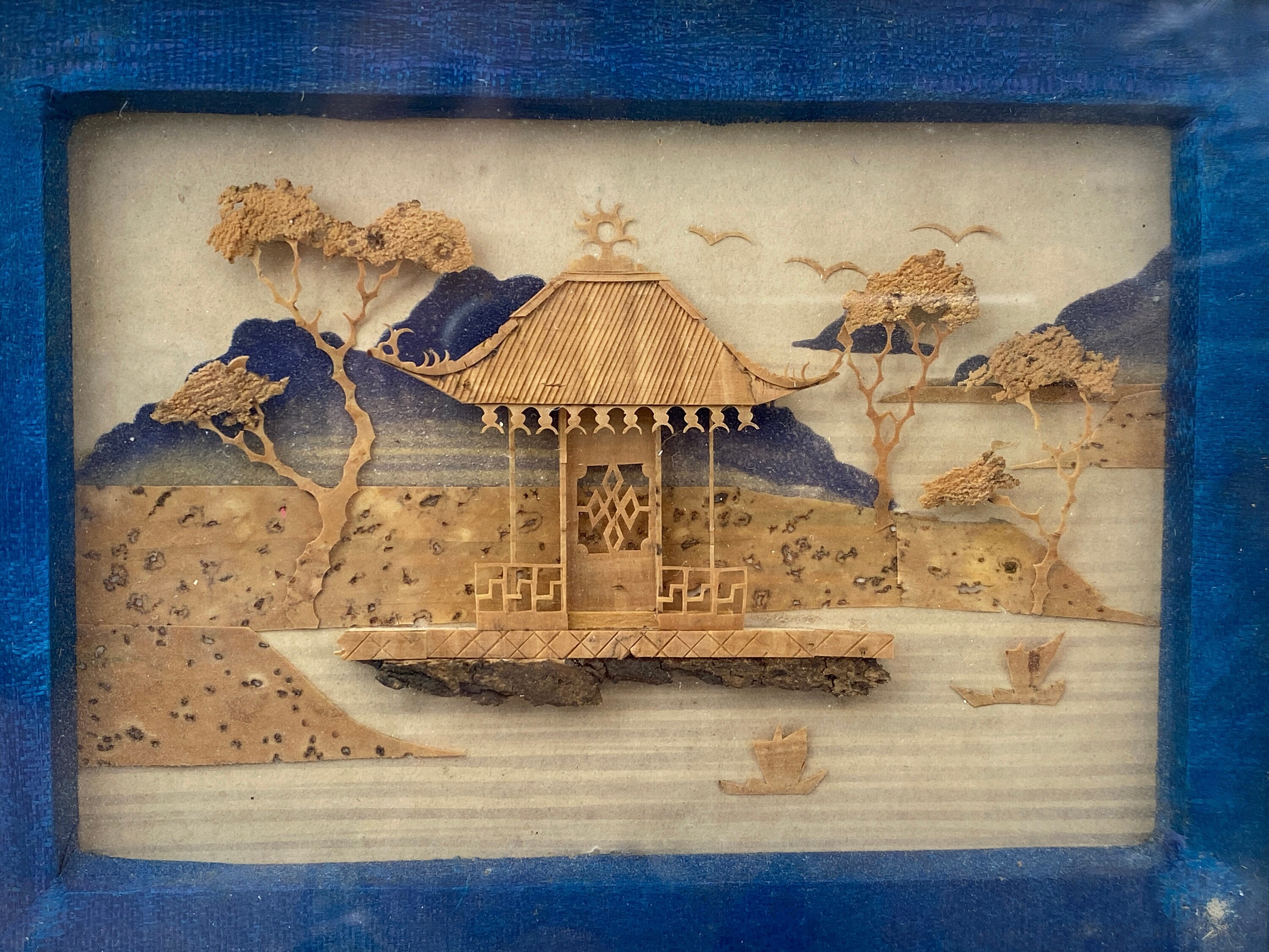 Vintage Chinese Cork Diorama Carved Cork Landscape - Etsy