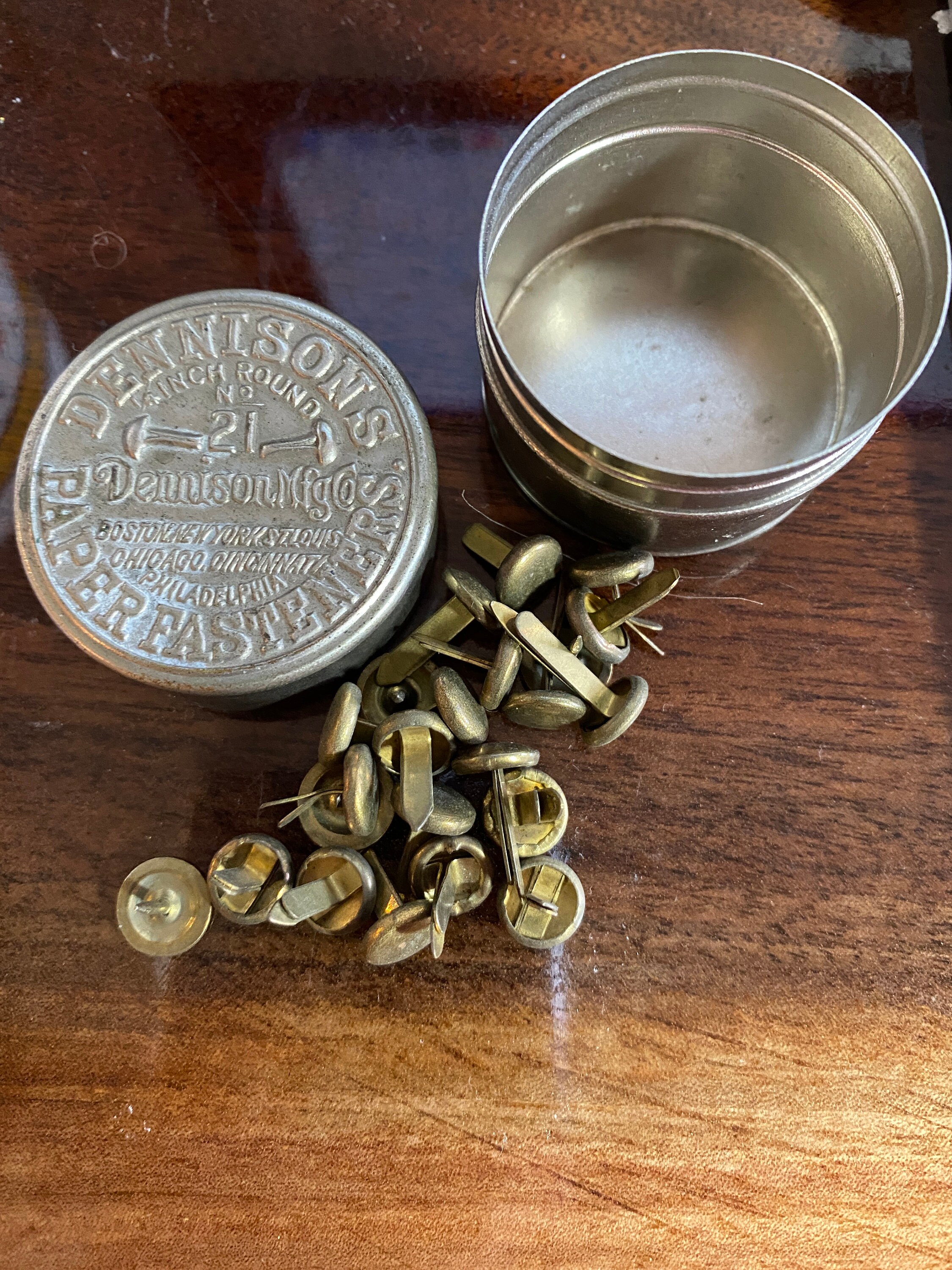 Antique Advertising Tin 1800s Dennison's Paper Fastener Tin Includes 19 ...