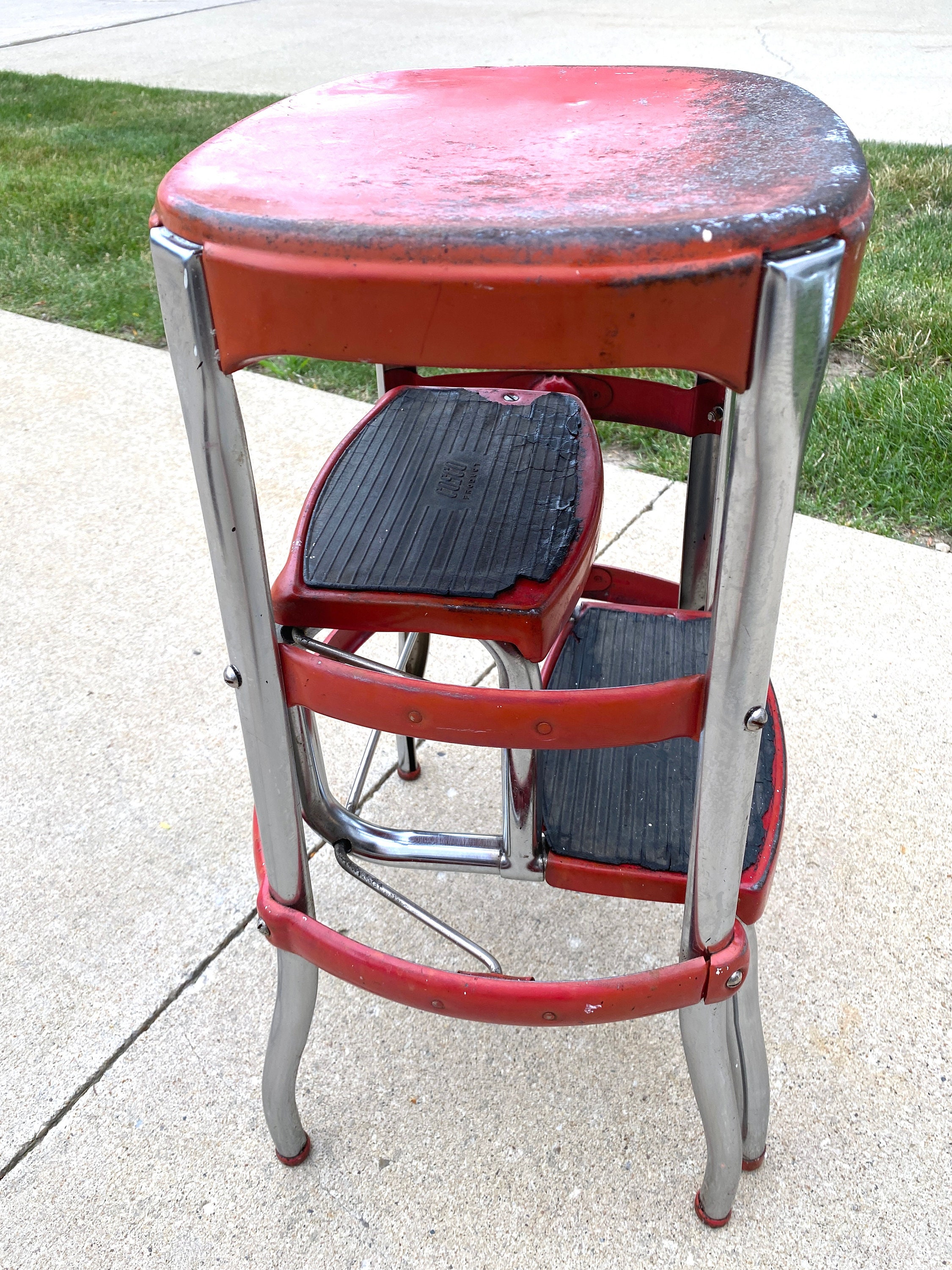 Vintage Cosco Metal Kitchen Two-step Stool in Red Circa 1948 - Etsy
