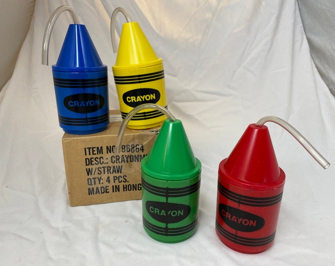 Vintage Crayola Crayon Sippy Cups, Child's Cup With Straw, Originial ...