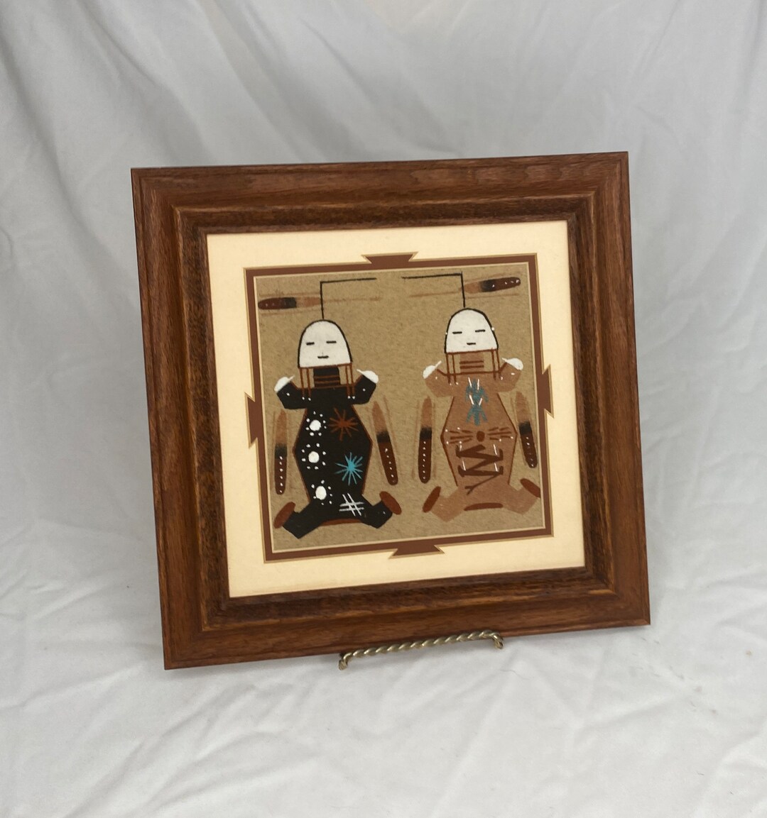 Authentic Navajo Sandpainting, Mother Earth and Father Sky, Signed T.L ...
