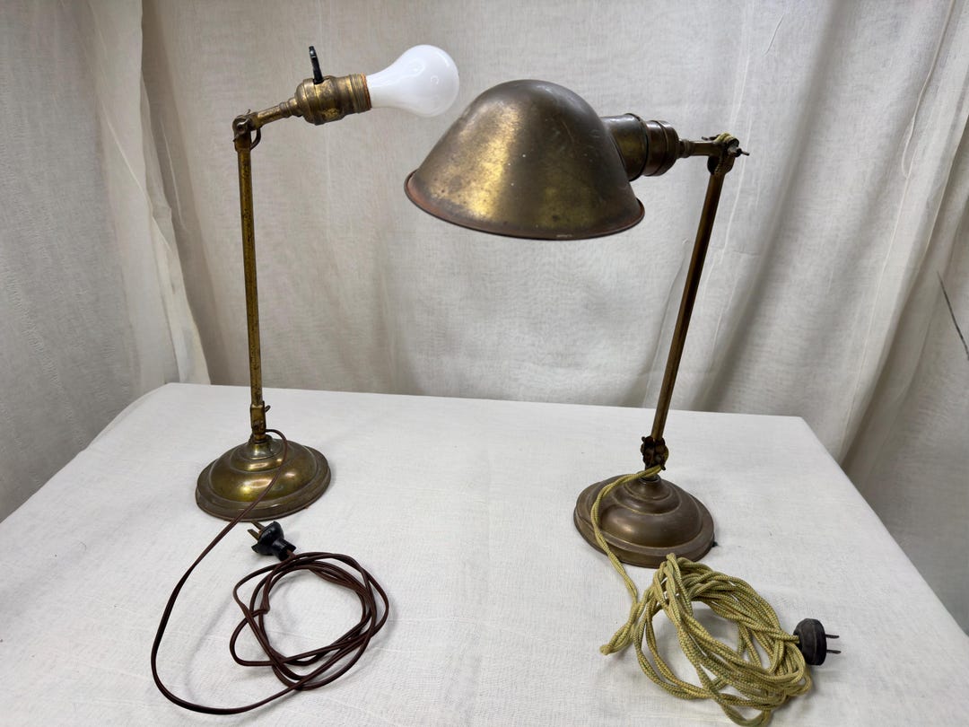 Antique Faries Brass Desk Lamps, Pat Sep 7 (19)20, Set of Two - Etsy