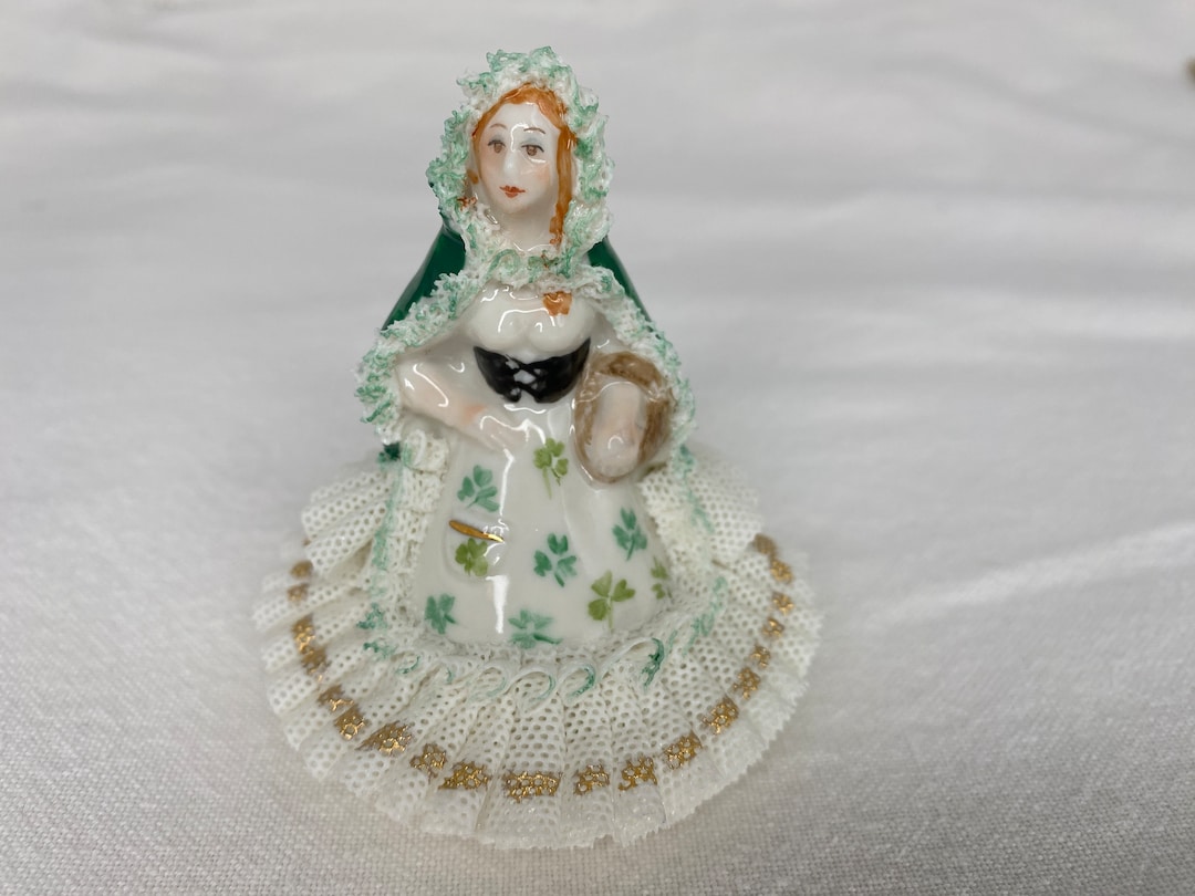 Irish Dresden Lace Figurine, Lady in Green, Colleen Bell - Etsy