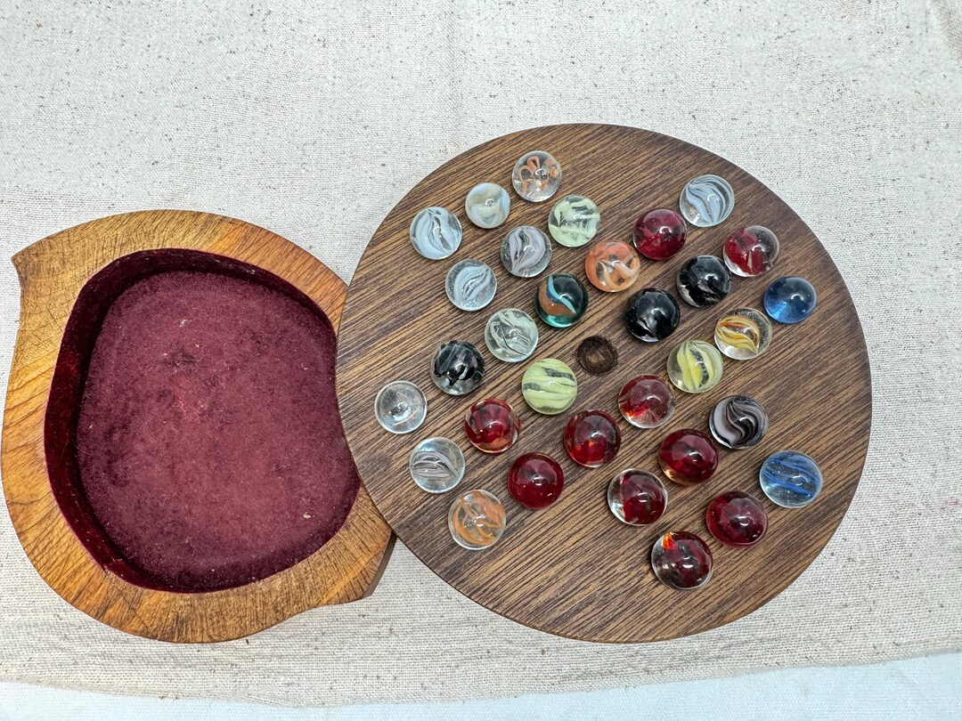 1940's Hand Made Wooden Marble Solitaire With Hidden Storage for 33 ...