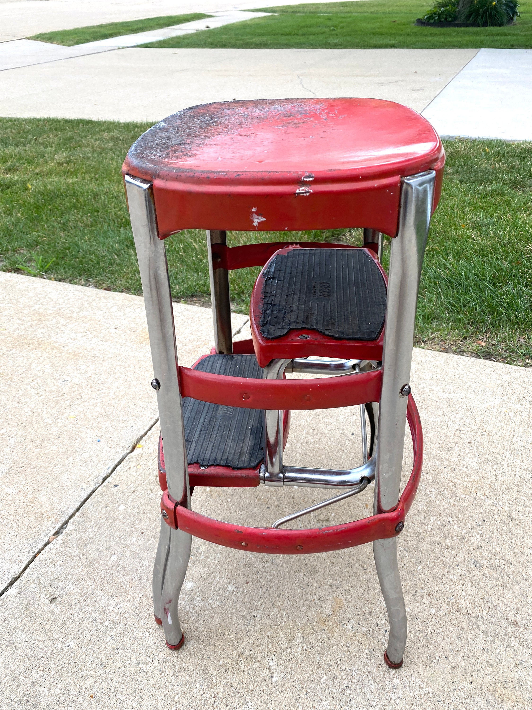 Vintage Cosco Metal Kitchen Two-step Stool in Red Circa 1948 - Etsy