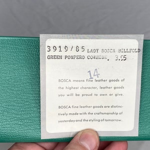 NOS Green Lady Bosca Ballerina Billfold, Green Wallet Popero Cowhide ...