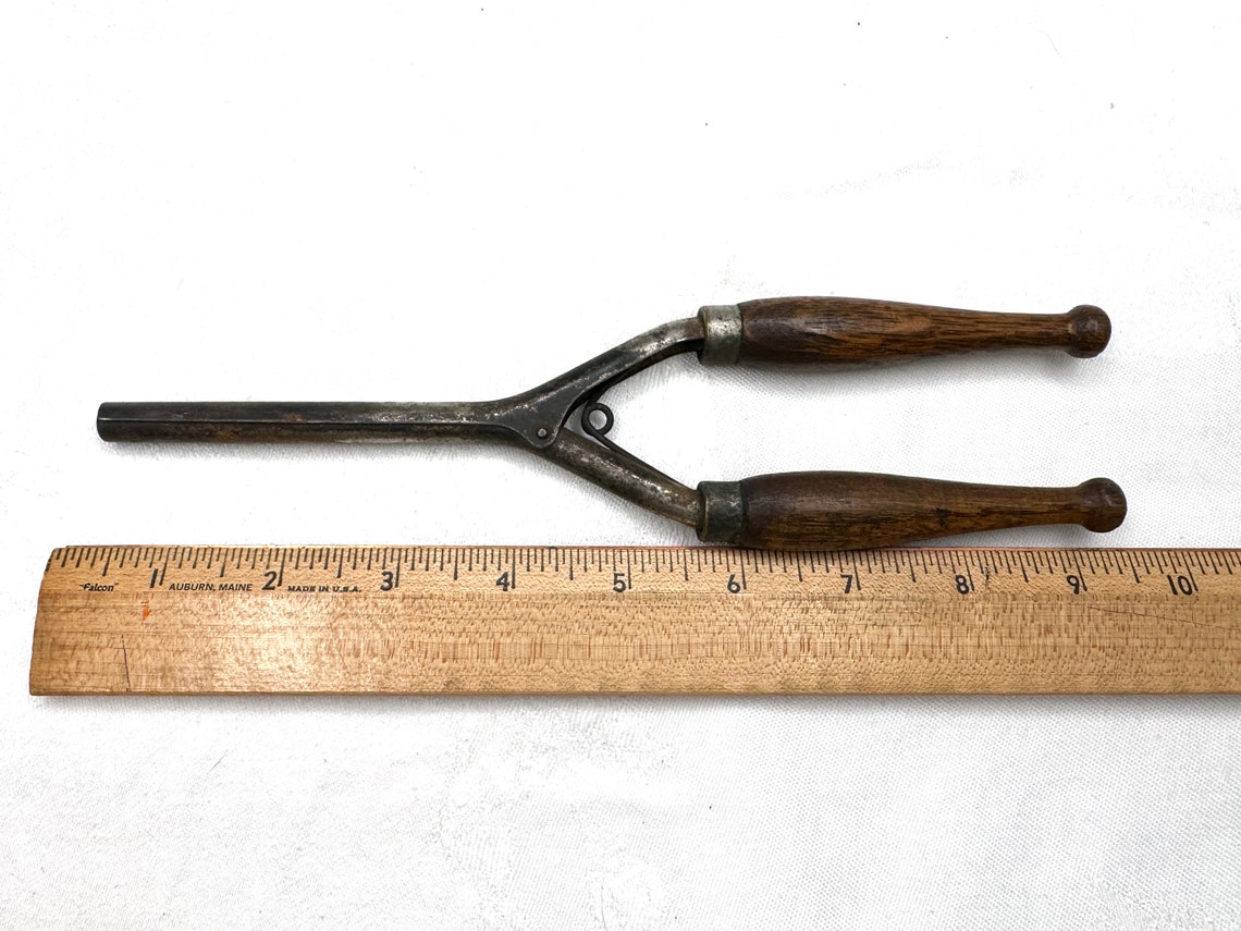 Antique Hair Curling Iron Set: Princess Hair Tongs, Wooden Handle - Etsy