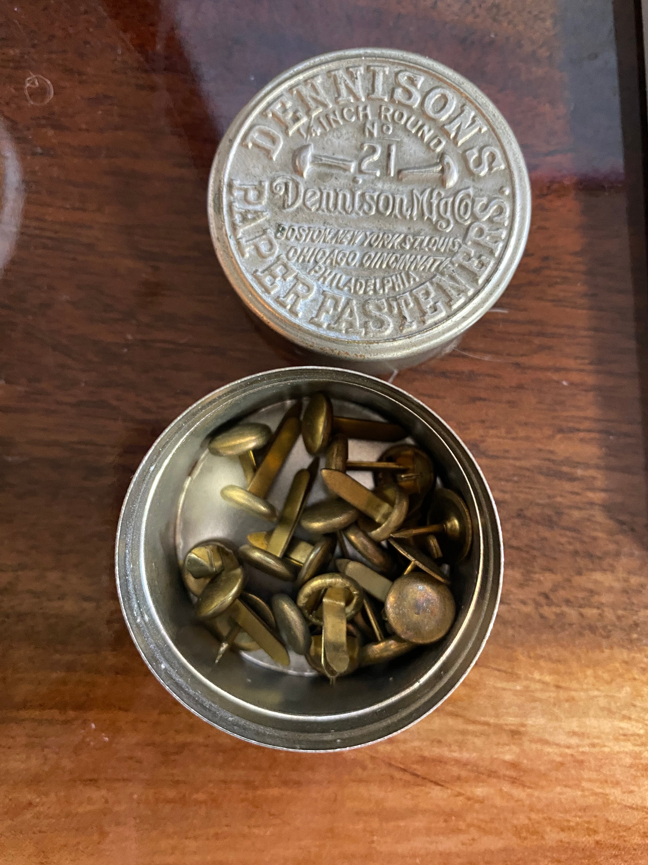 Antique Advertising Tin 1800s Dennison's Paper Fastener Tin Includes 19 ...