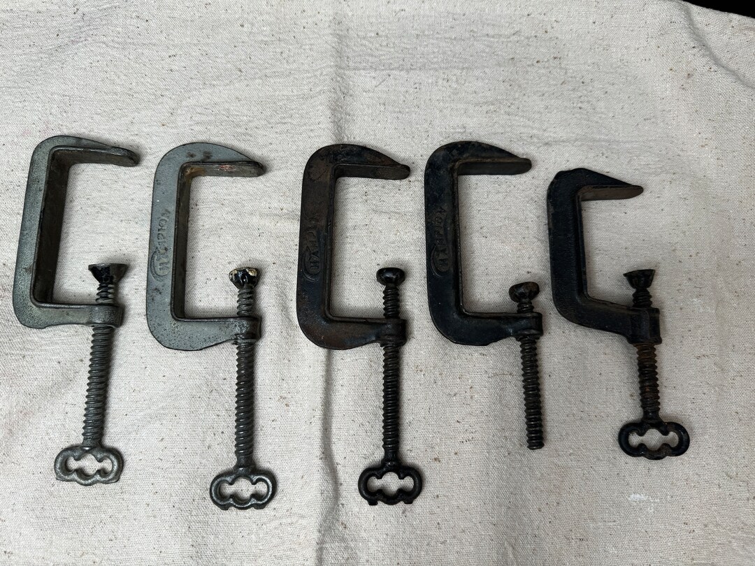 Antique Set of Champion Quilt Clamps, Bat Wing C Clamps, Cast Iron ...