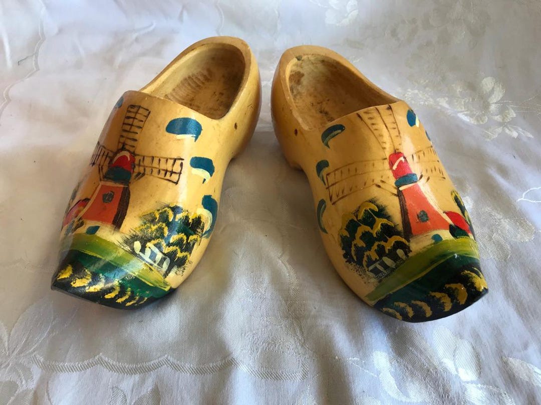 Vintage Authentic Dutch Hand Carved Painted Holland Wooden Clogs ...