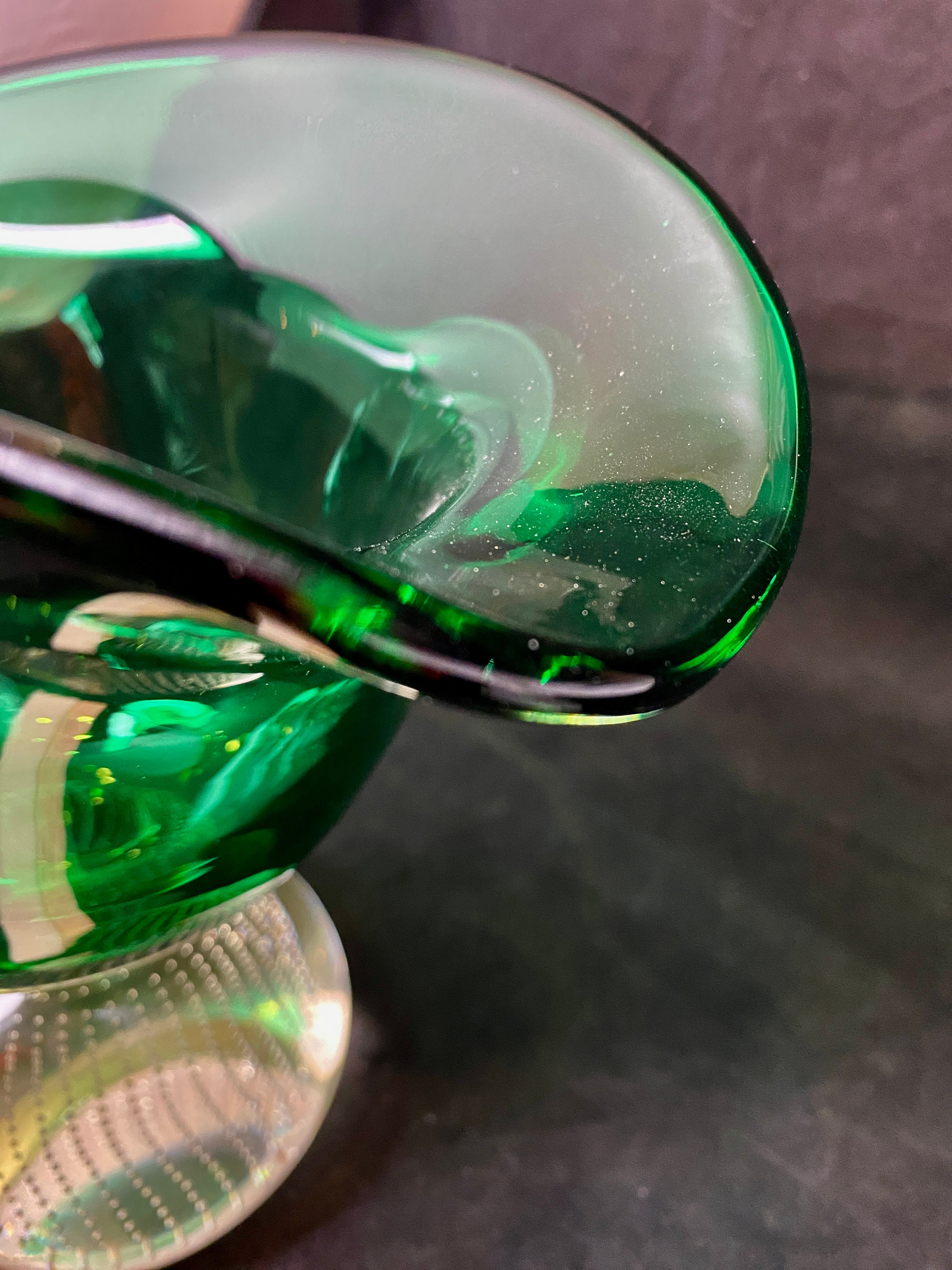 Erickson Emerald Green Art Glass Vase Console With Controlled - Etsy