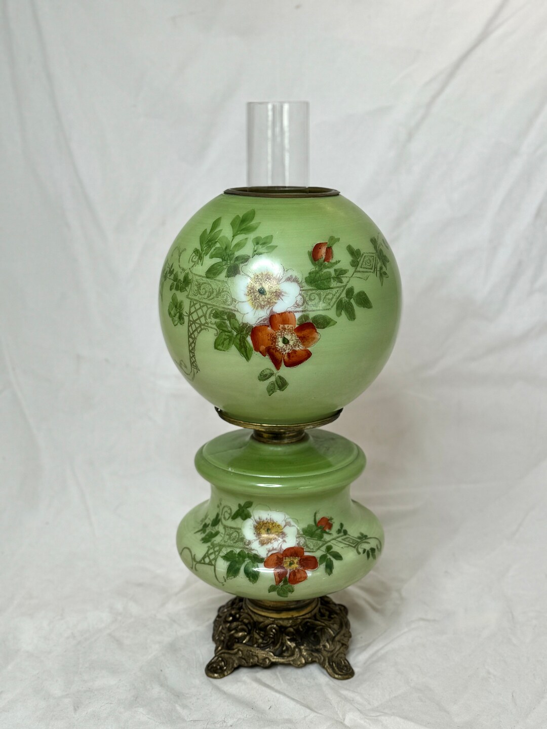 Antique Gone With the Wind Lamp – Original – Floral Design – Circa 1890 ...