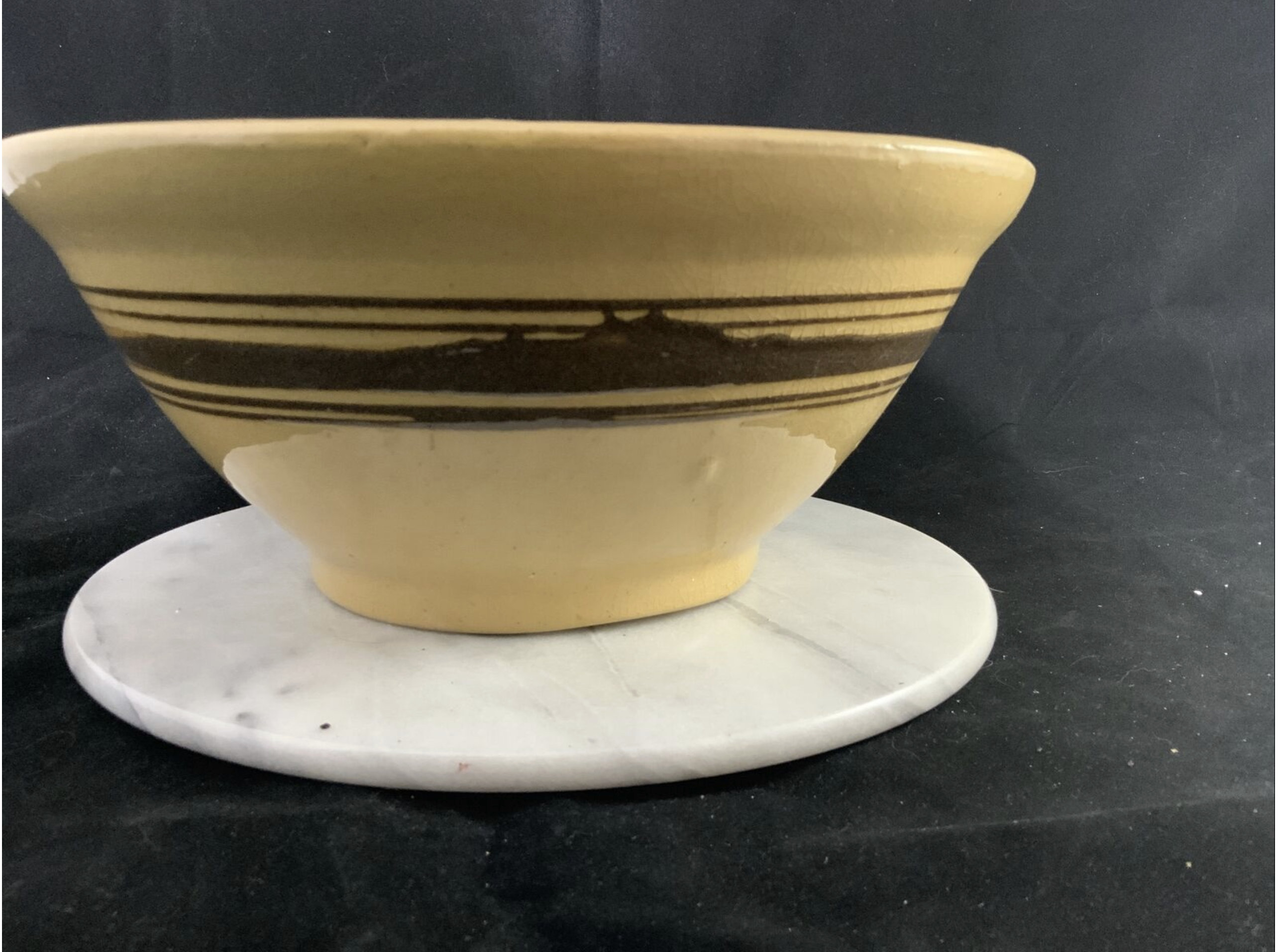 Antique, Very Rare 12” Hull Yellow Ware Pottery With 5 Brown Bands ...