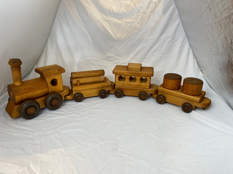 Vintage Yensho's Twin Gable Large Solid Four Car Wood Train Set - Etsy