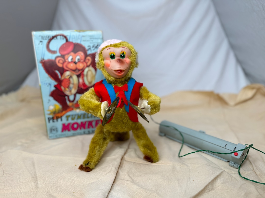 Vintage Yanoman Pepi Tumbling Monkey With Cymbal, Original Box (working ...
