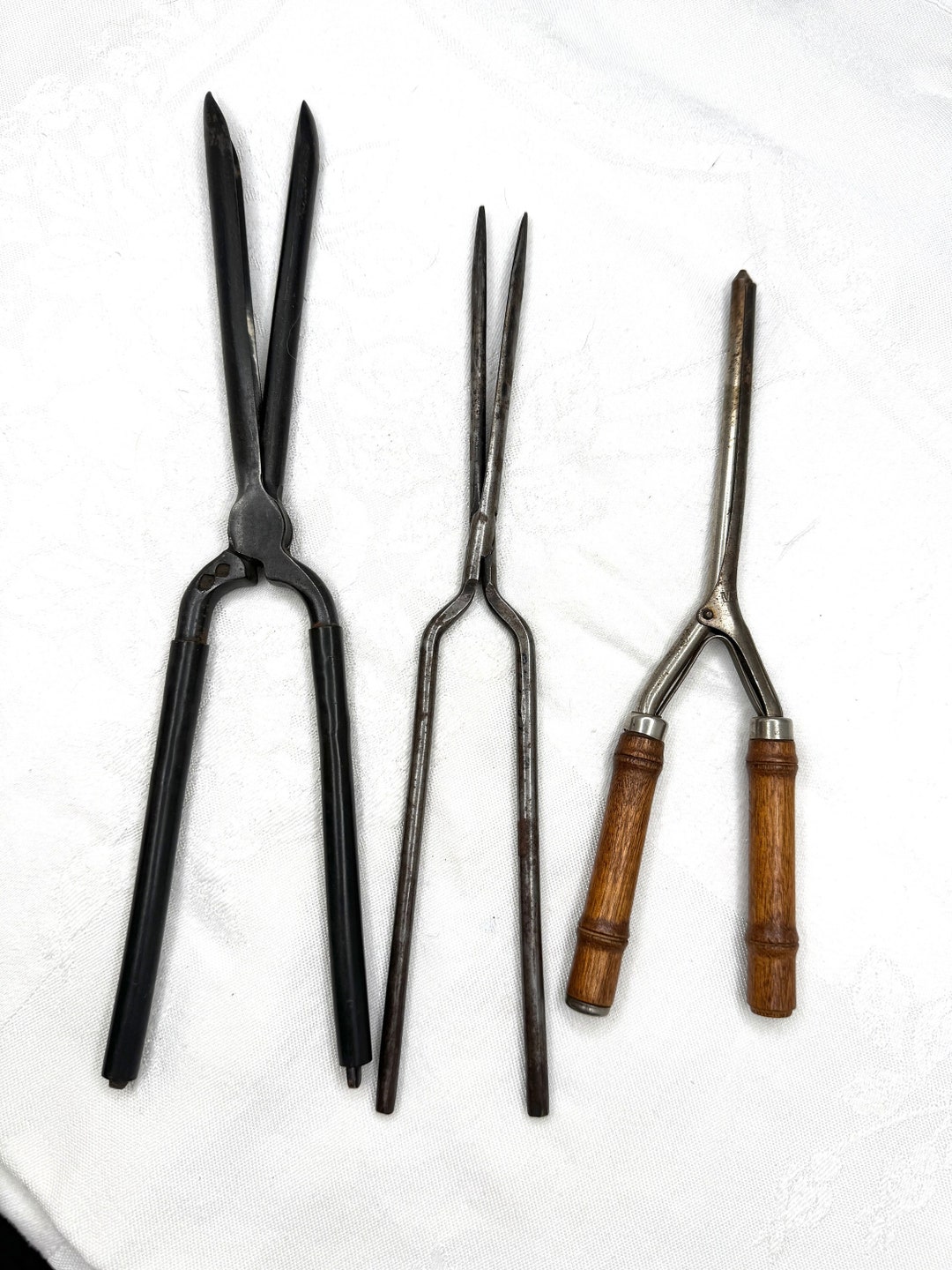 Antique Curling Irons, All Metal Made in Germany #2, Vassar With Wooden ...